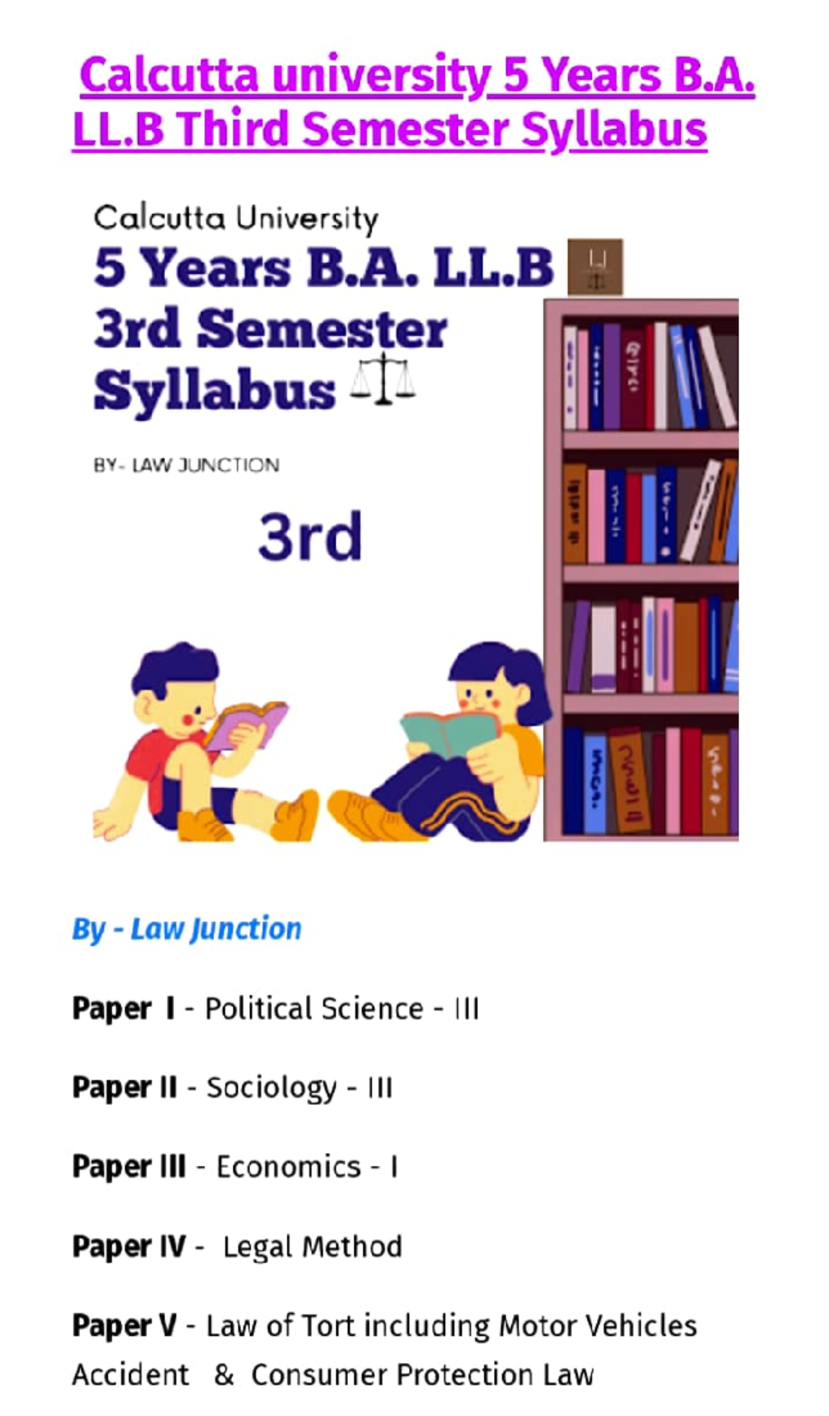 3rd sem syllabus - PYQ - Calcutta university 5 Years B. LL Third ...