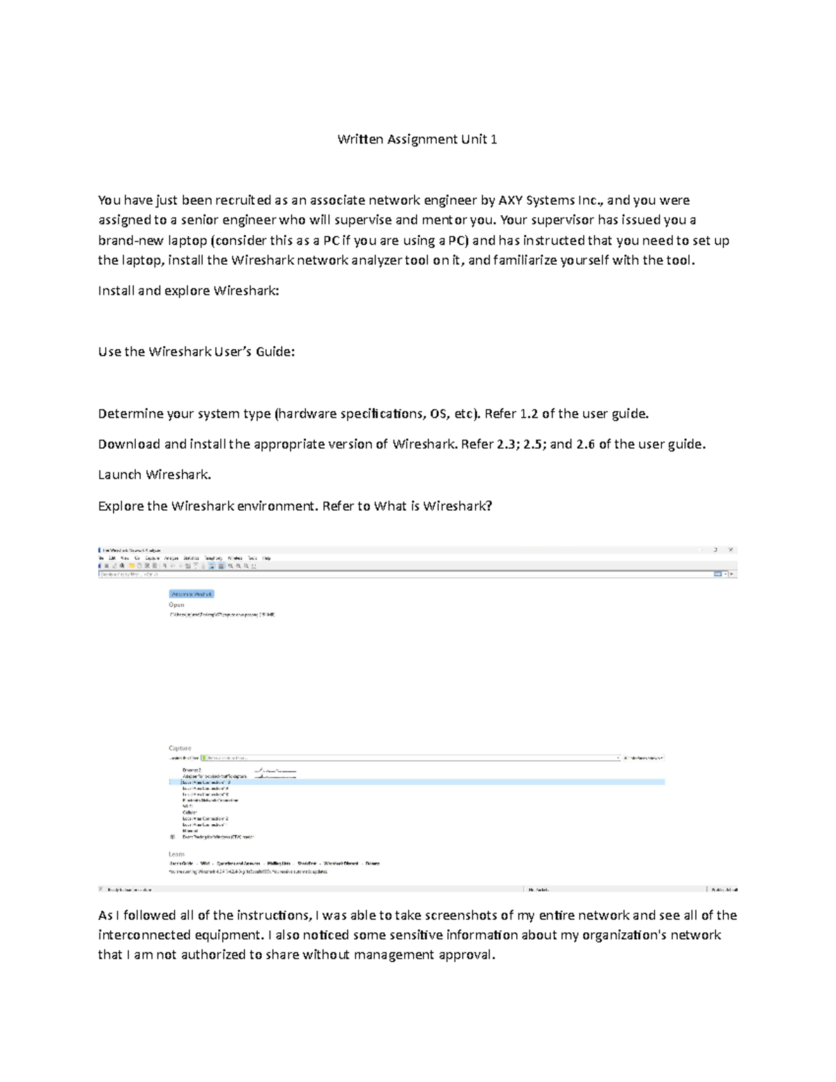 Stjuste Written Assignment Unit 1 - WriƩen Assignment Unit 1 You have ...