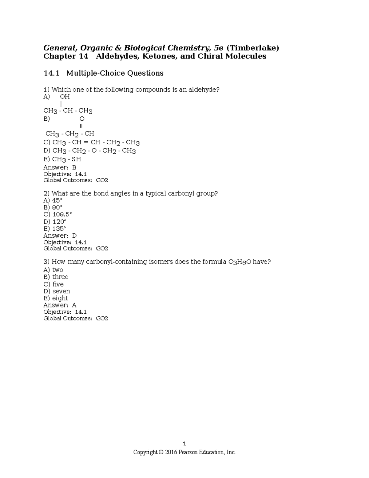 Chapter 14 - practice - General, Organic & Biological Chemistry, 5e ...