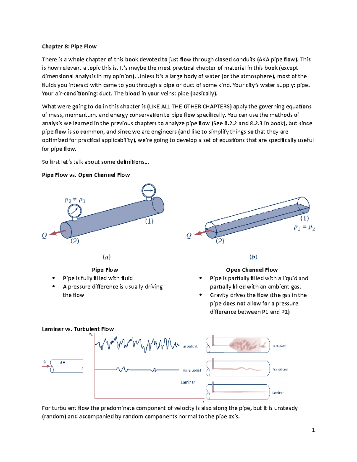 Chapter 8 Notes student copy - Chapter 8: Pipe Flow There is a whole ...