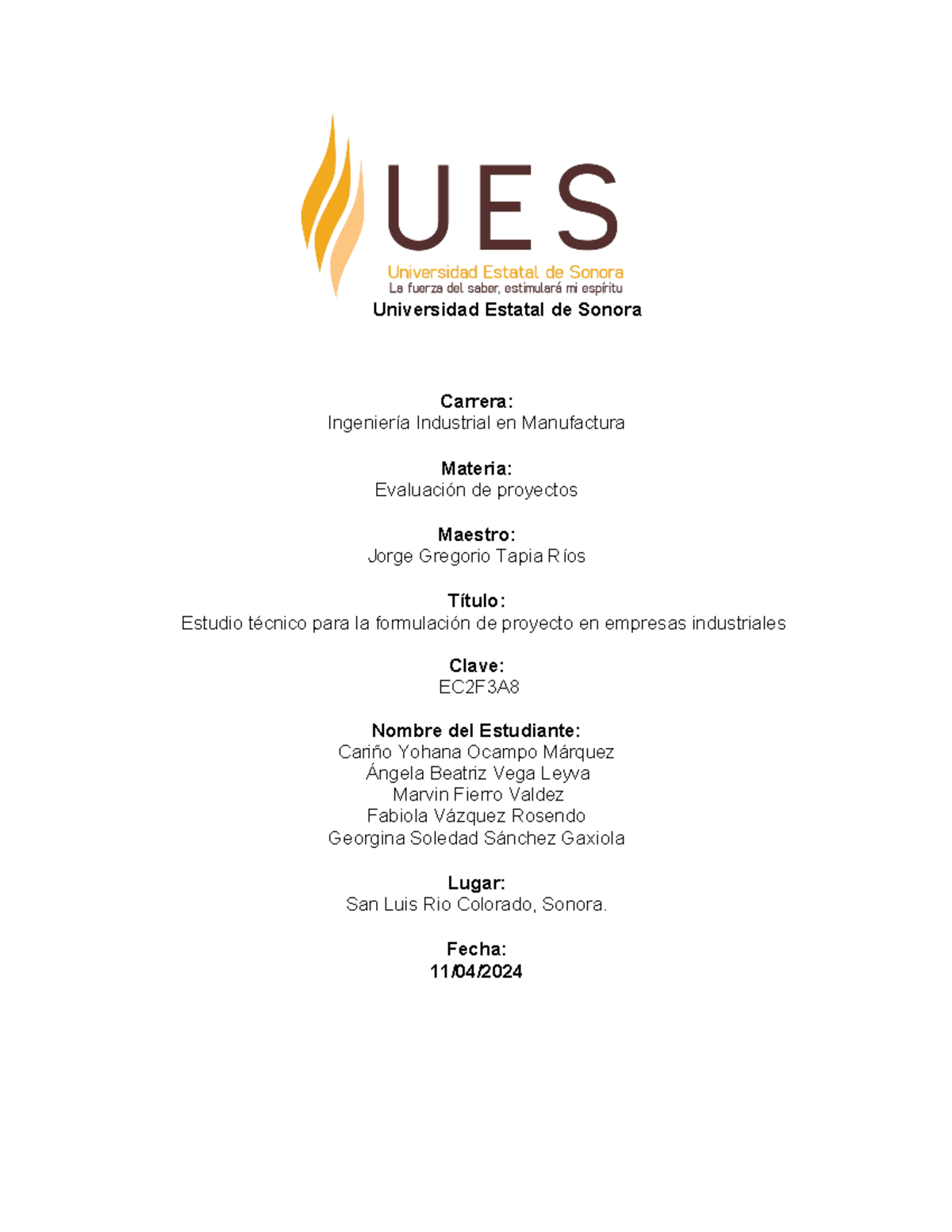 EC2F3 A8-Dlicia - Evaluación de proyecto. Jorge Gregorio Tapia. UES ...