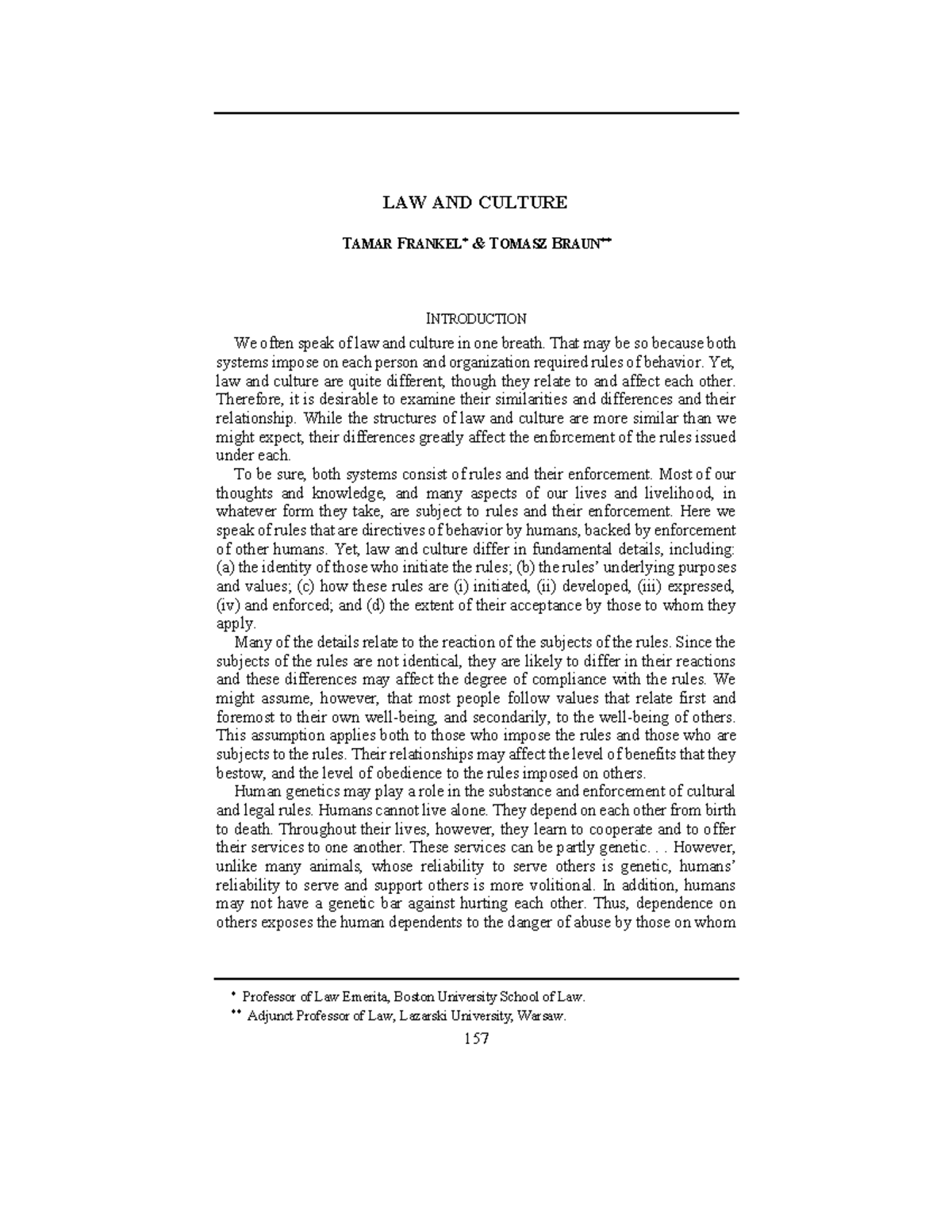 Law-and-Culture - cvsdfgsd - 157 LAW AND CULTURE TAMAR F RANKEL ...
