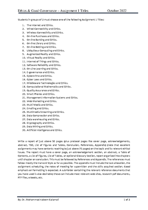 Appendix Template - Tutorials - Multimedia Streaming and Ethics Ethics and Good Governance ...