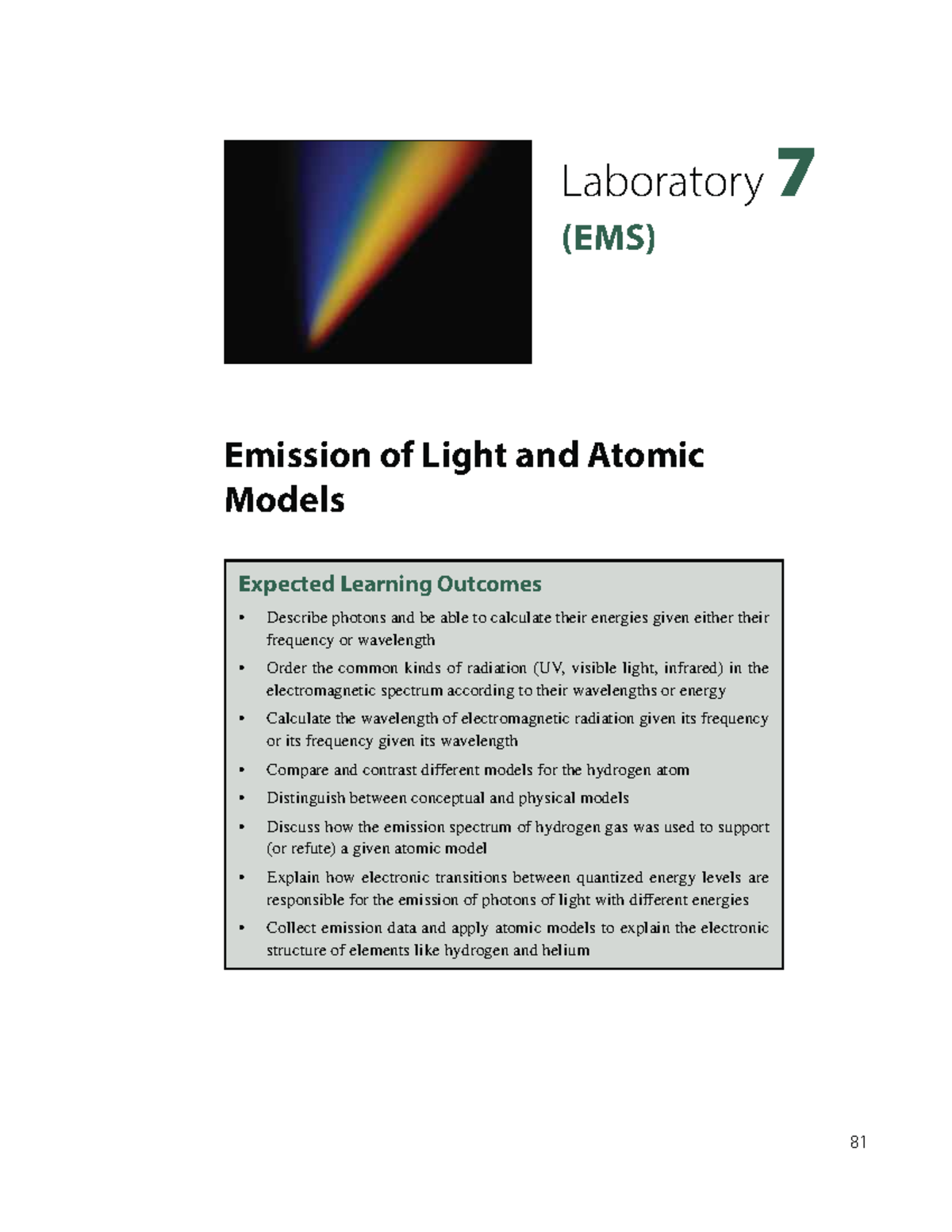 EMS lab - Completed EMS lab notebook - Emission of Light and Atomic ...