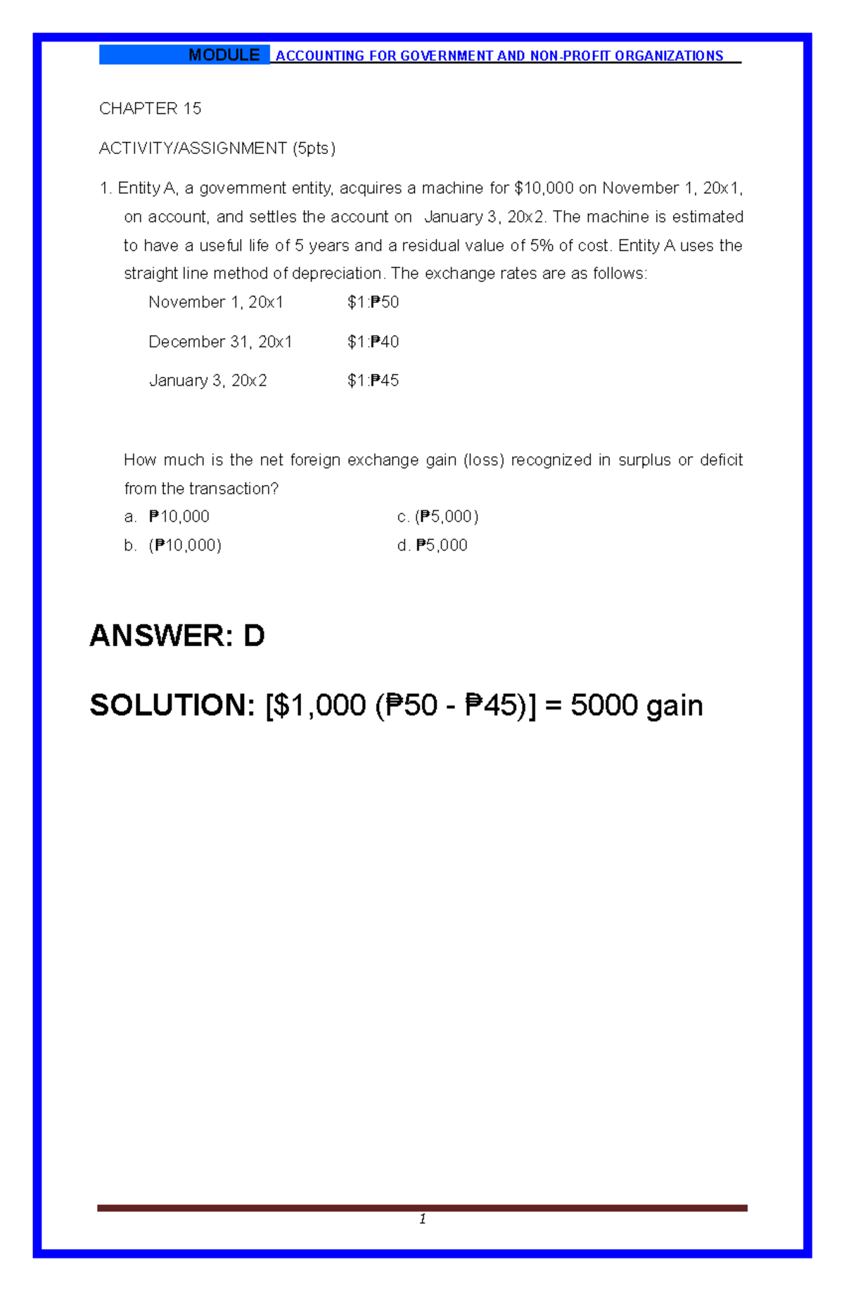 15 Activity- Chapter 15 - ACCOUNTING FOR GOVERNMENT AND NON-PROFIT ...