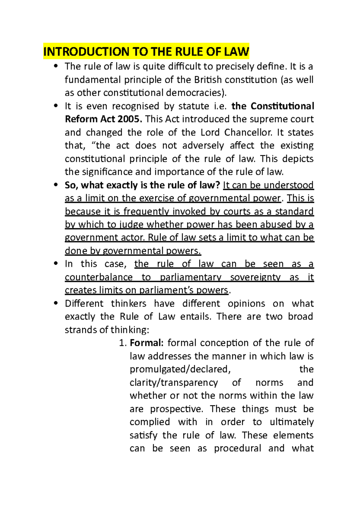 Conad - week 3 - Lecture notes 3 - INTRODUCTION TO THE RULE OF LAW The ...