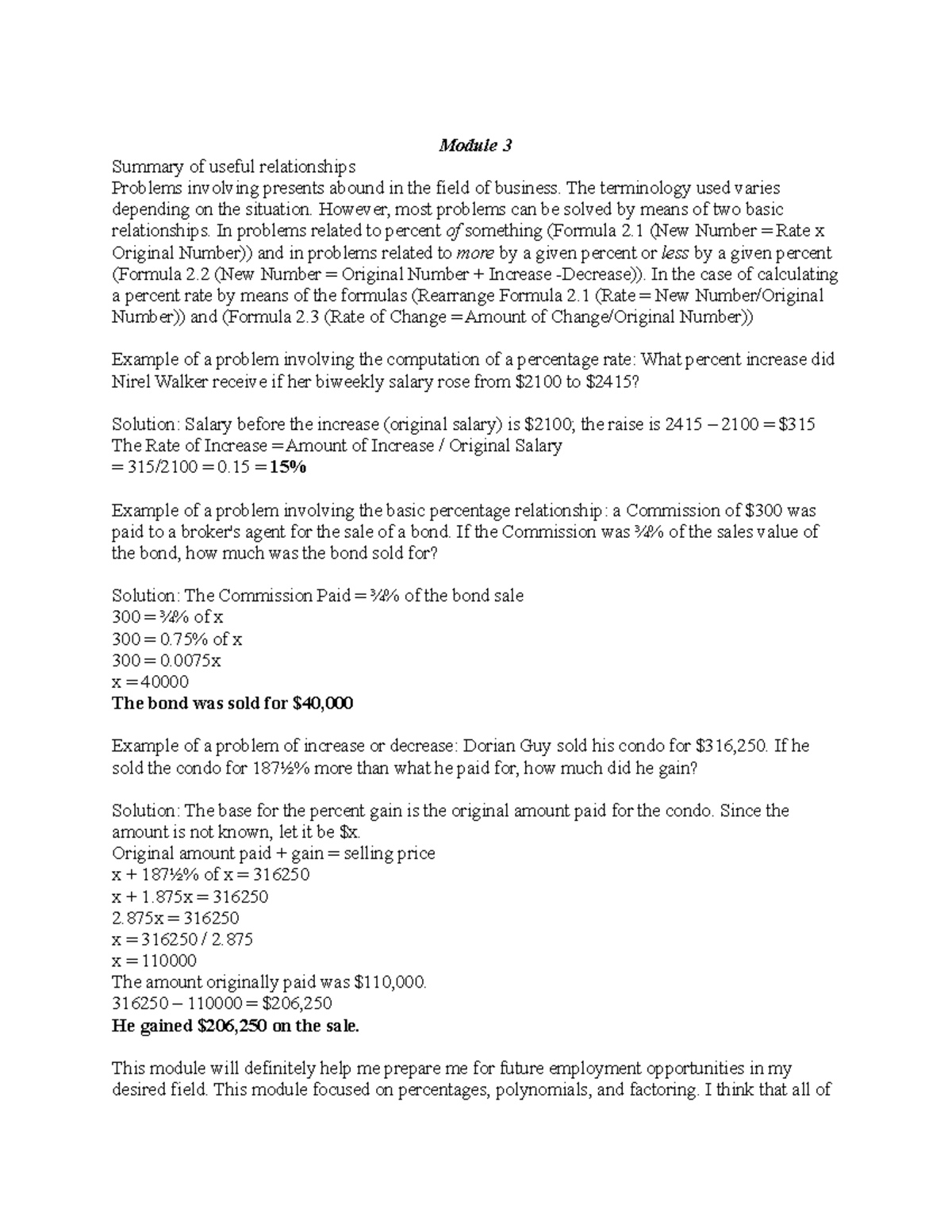 Module 3 - We were asked to provide our take on the course - Module 3 ...