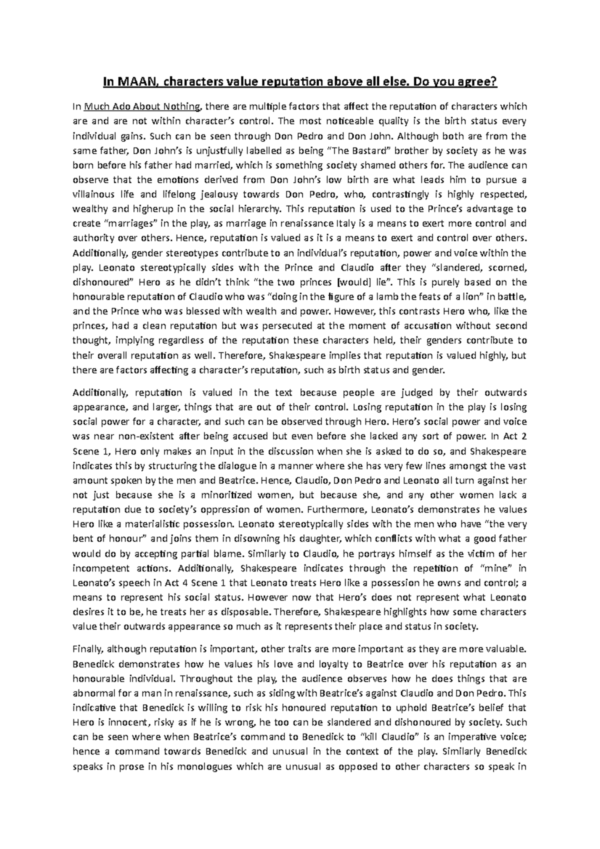 Why Reputation Matters - In MAAN, characters value reputation above all ...