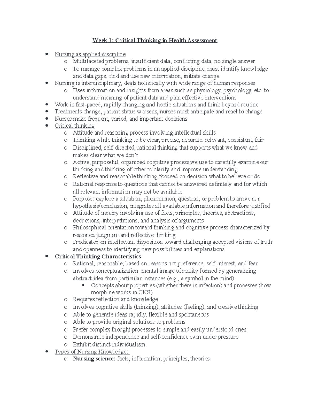 Summary - lecture 1-4 - Notes on readings and lectures for the first ...