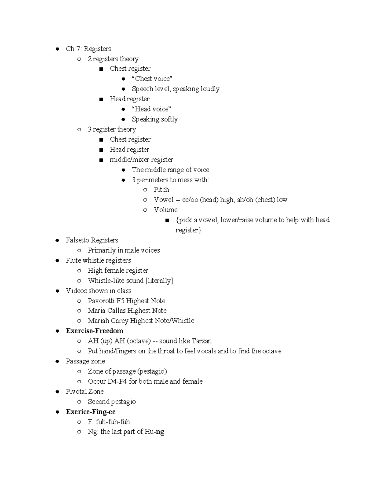Vocals CH 7 - Lecture notes about textbook: "Adventures of Singing ...