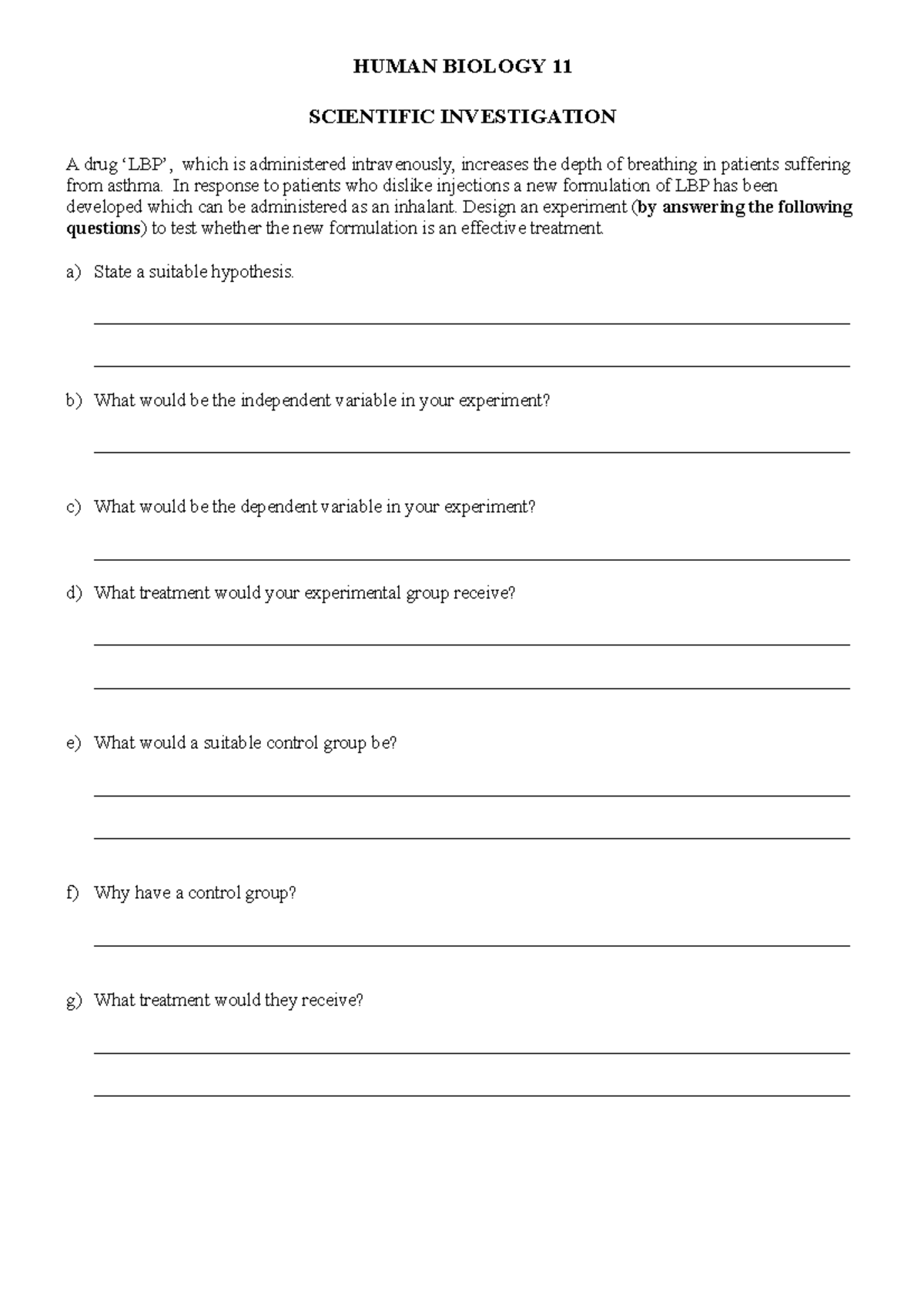 1.3 Scientific investigation questions work - HUMAN BIOLOGY 11 ...