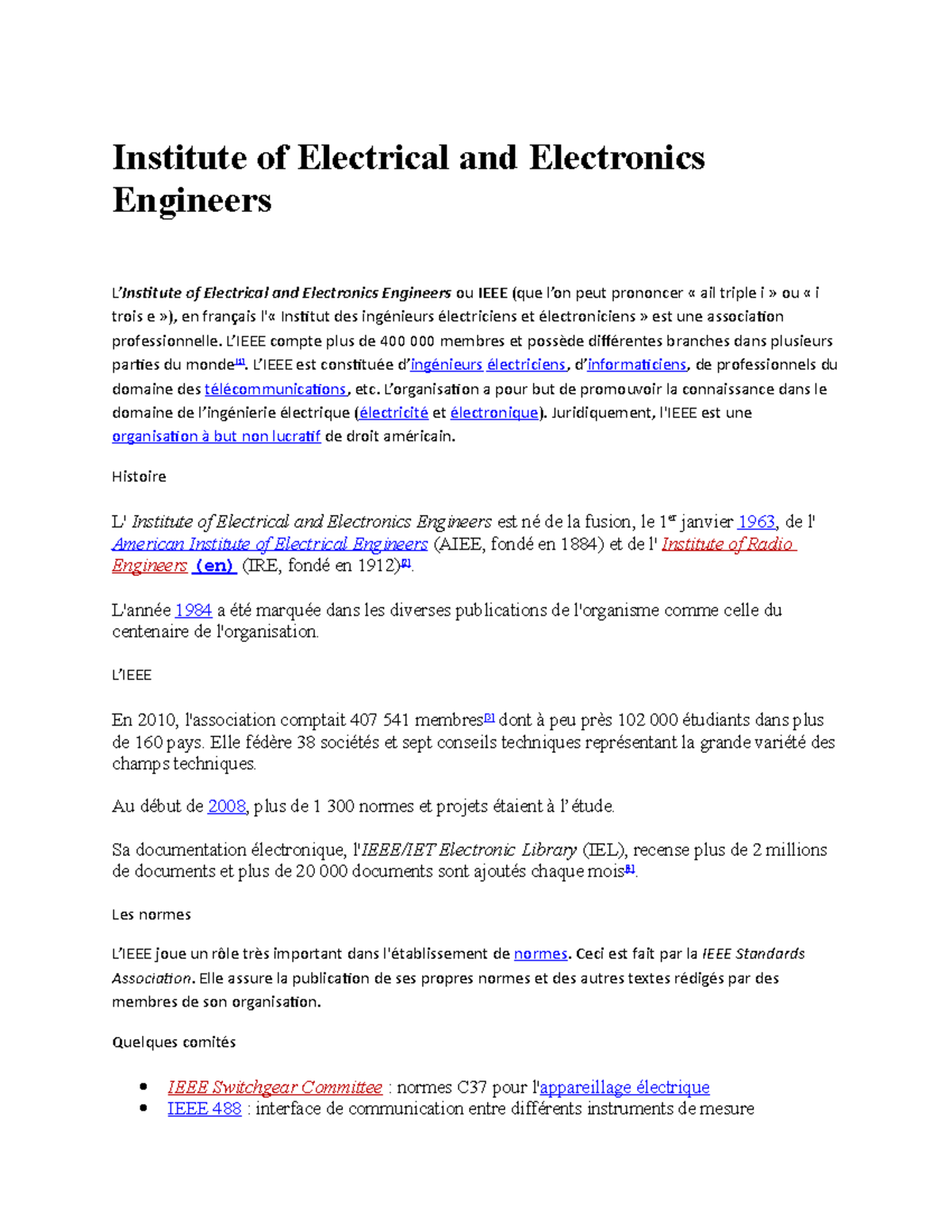 Norme IEEE - Institute of Electrical and Electronics Engineers L ...