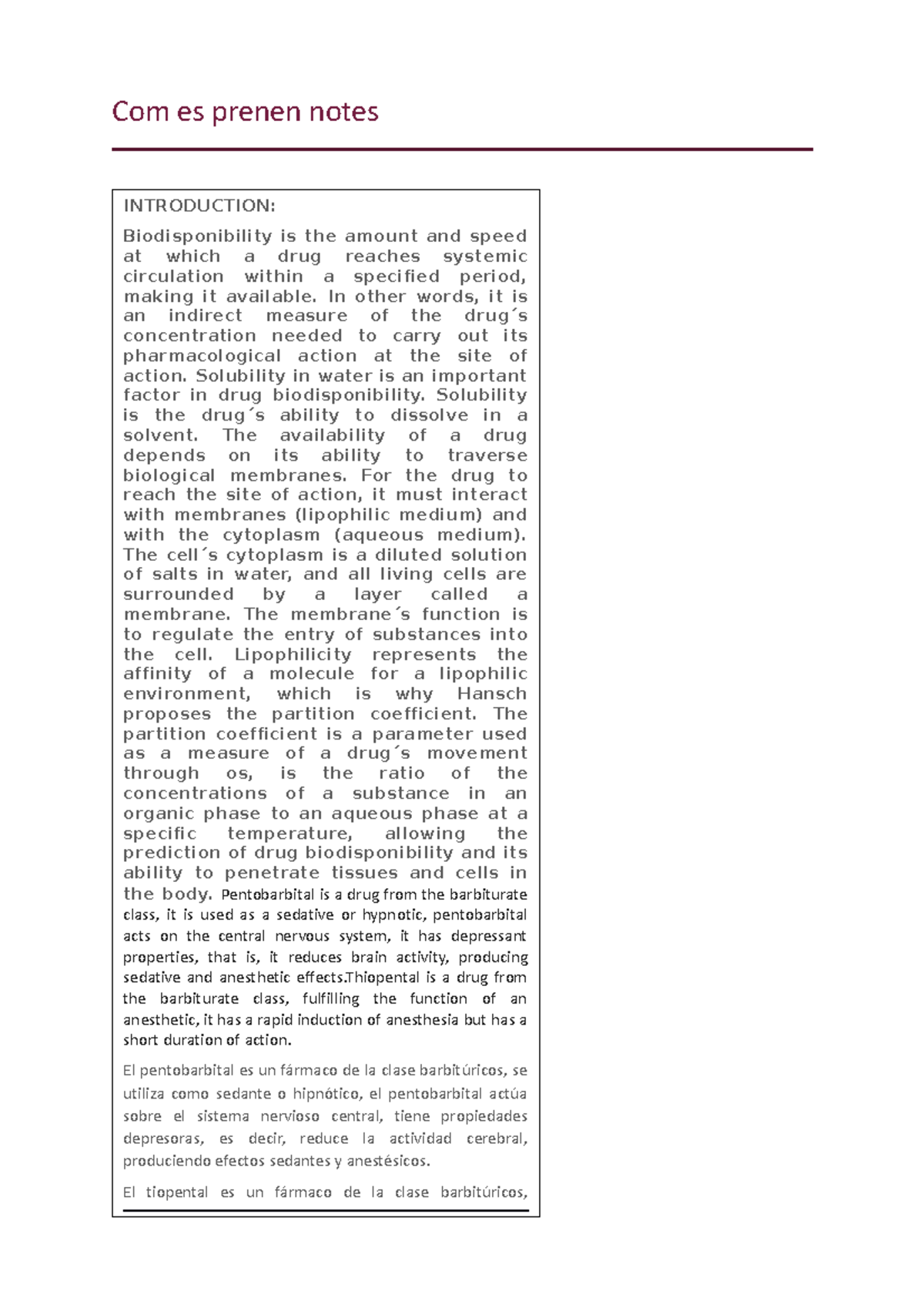 Pertobarbital - vsdfbfgdf - Com es prenen notes INTRODUCTION ...
