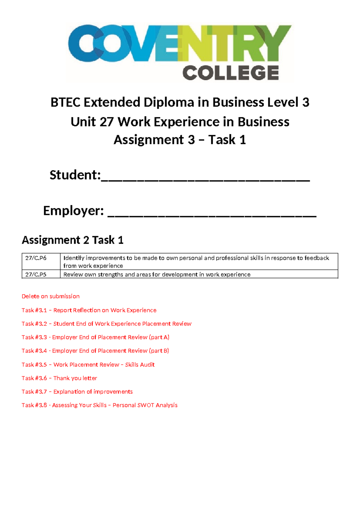 Unit 27 Assignment 3 Task 1 Btec Extended Diploma In Business Level 3 Unit 27 Work