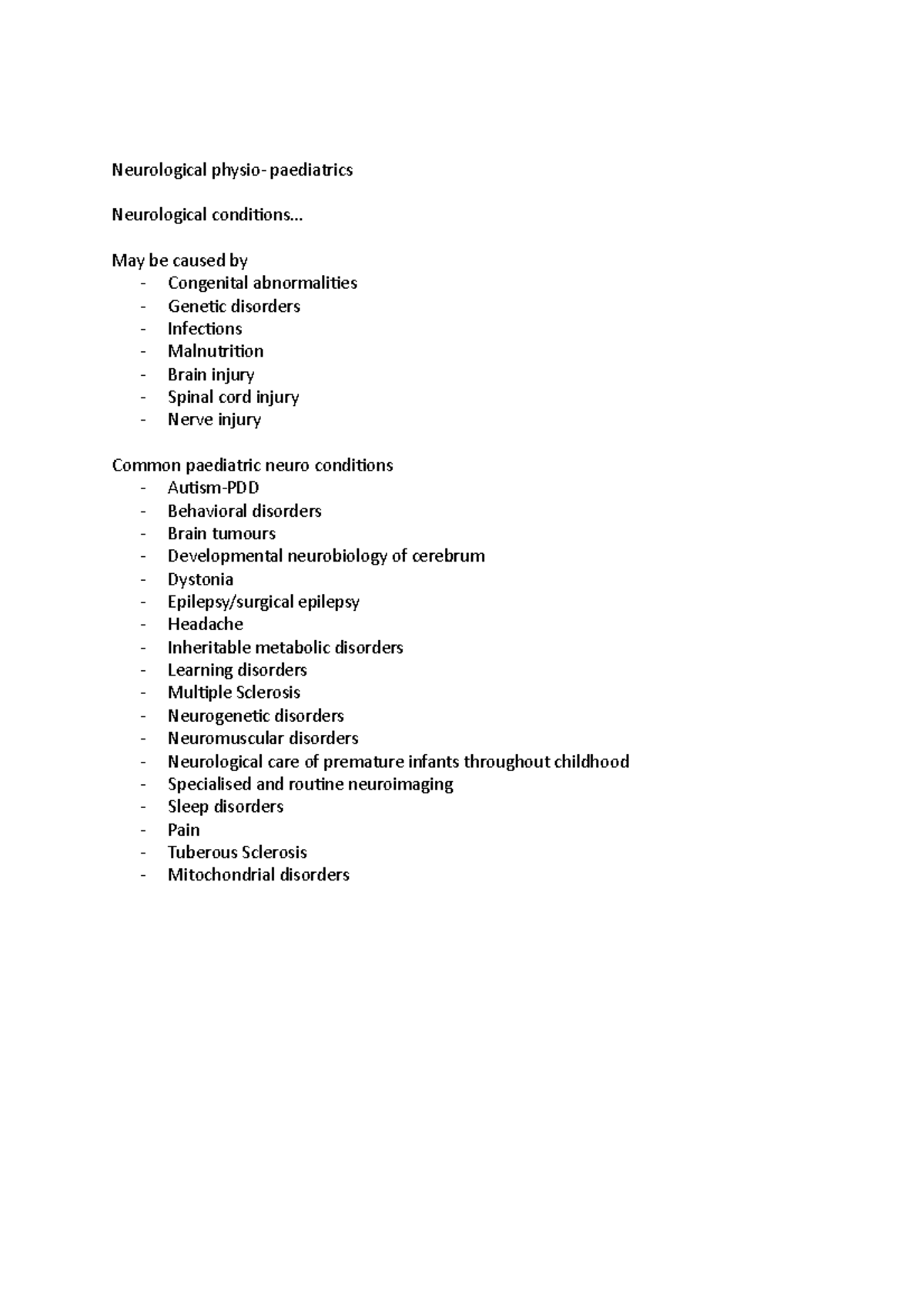 Paediatrics- neuro msk and respiratory - Southampton - Studocu
