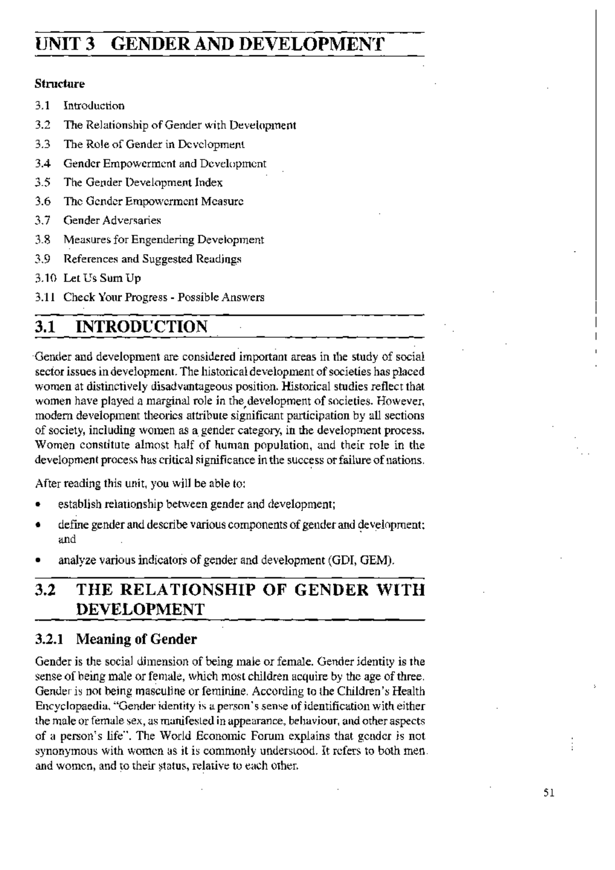 MBR620ASLect 04 - Gender and development studies - UNIT 3 GENDER AND ...