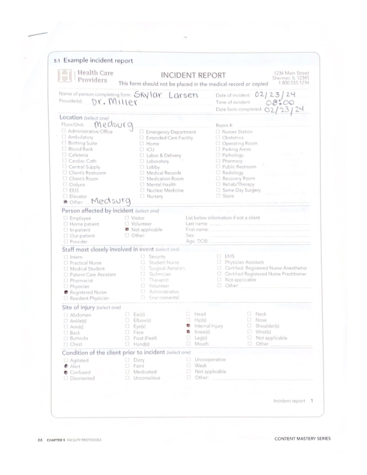 5.1 Example incident report - NUR 442 - Studocu