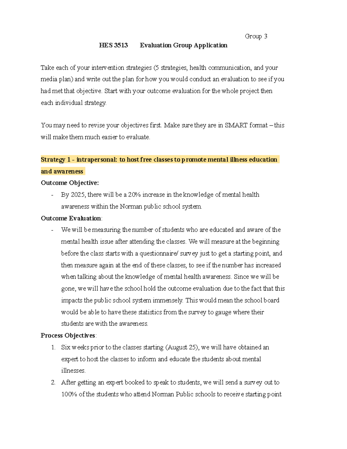 Health Promotion Program Plan-5 evaluation - HES 3513 Evaluation Group ...