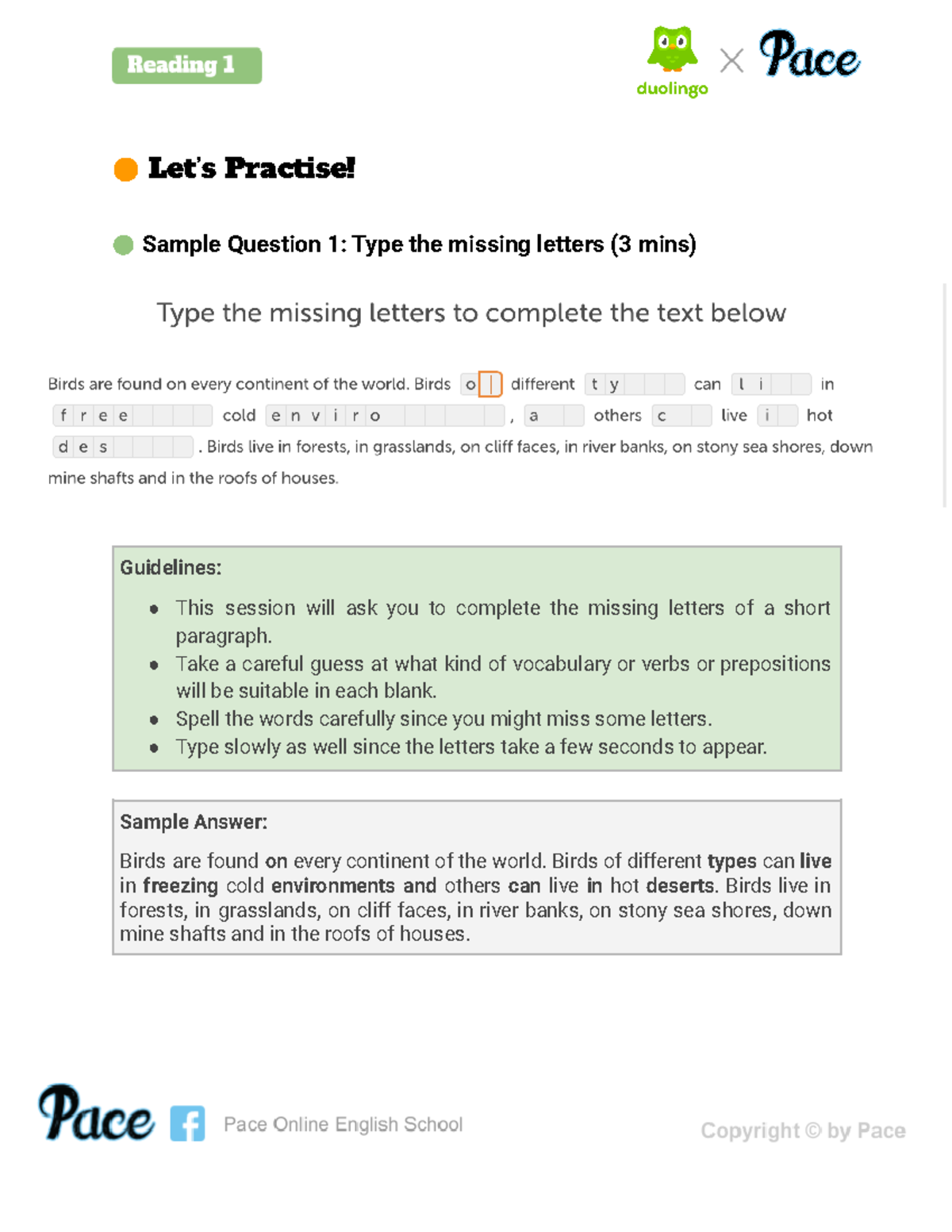 Duolingo Reading 1 1 - IELTS - Let’s Practise! Sample Question 1: Type ...