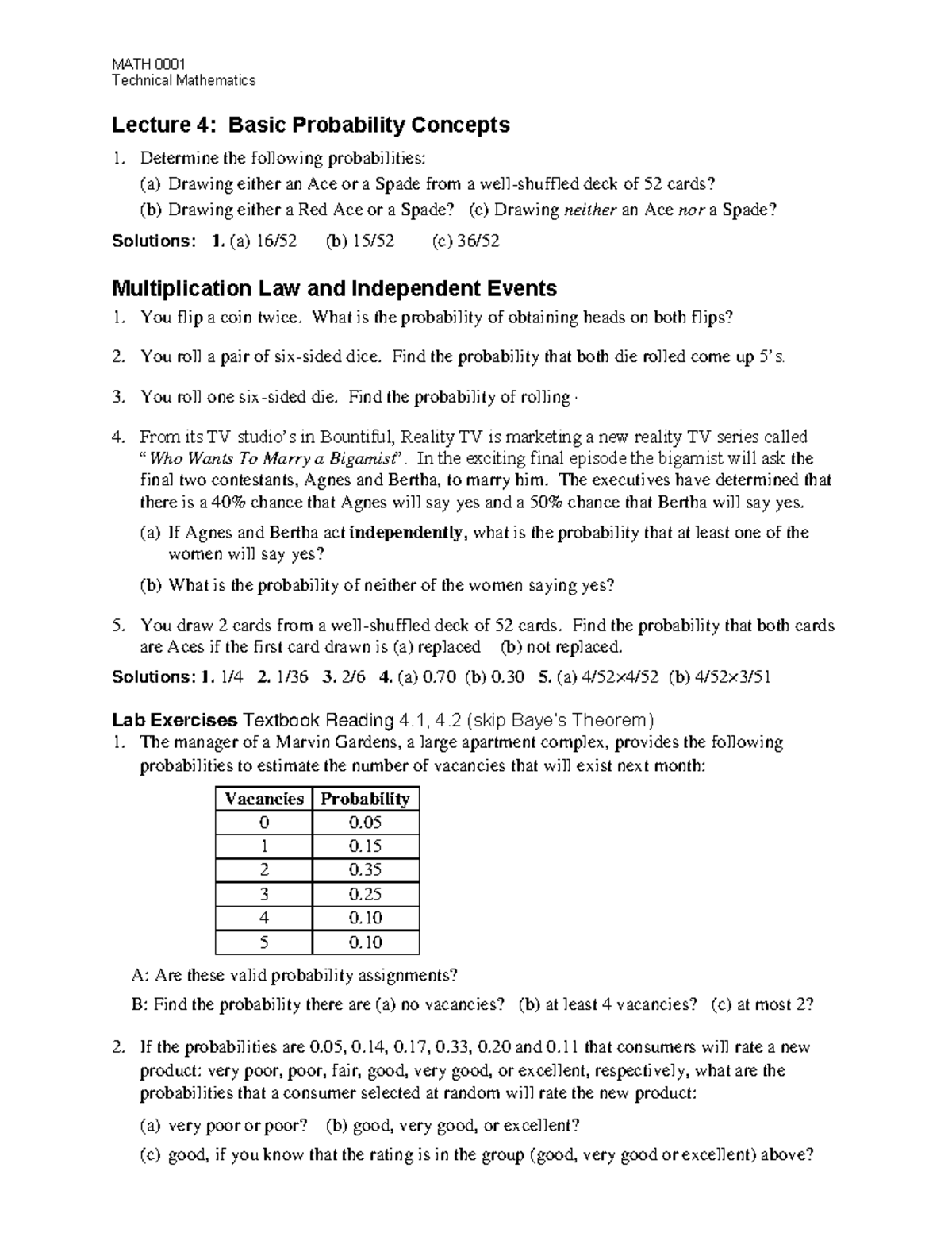 Lecture 4-5-Tech Math - MATH 0001 Technical Mathematics Lecture 4 ...