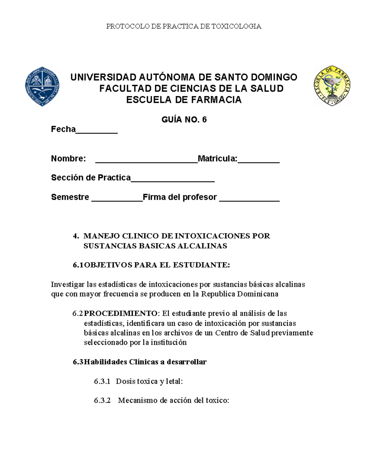 Protocolo de Practica de Toxicologia (FAR-145) 2020 - UNIVERSIDAD ...