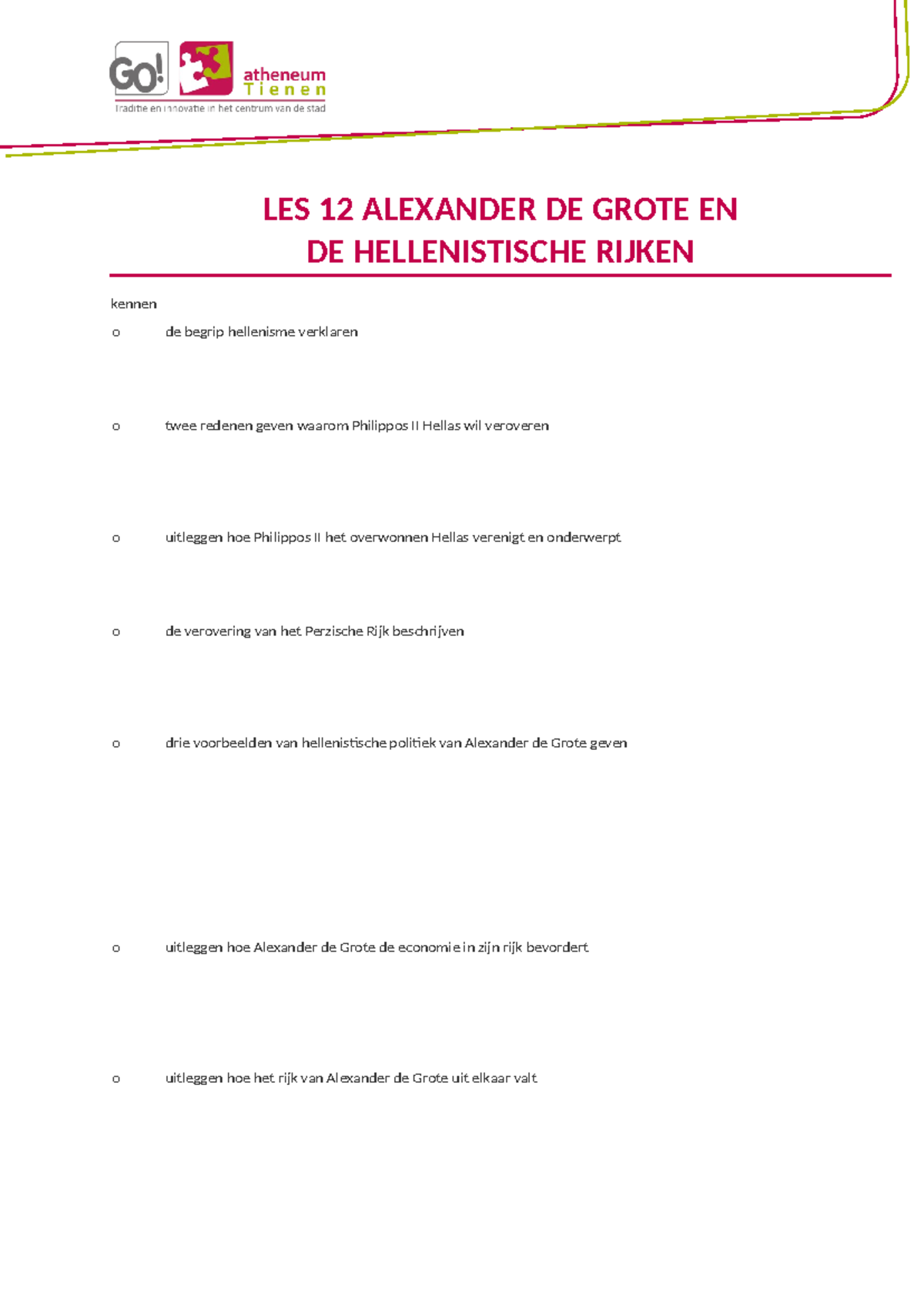 Les 12 Alexander de Grote en de hellenistische rijken-remediëring - LES ...