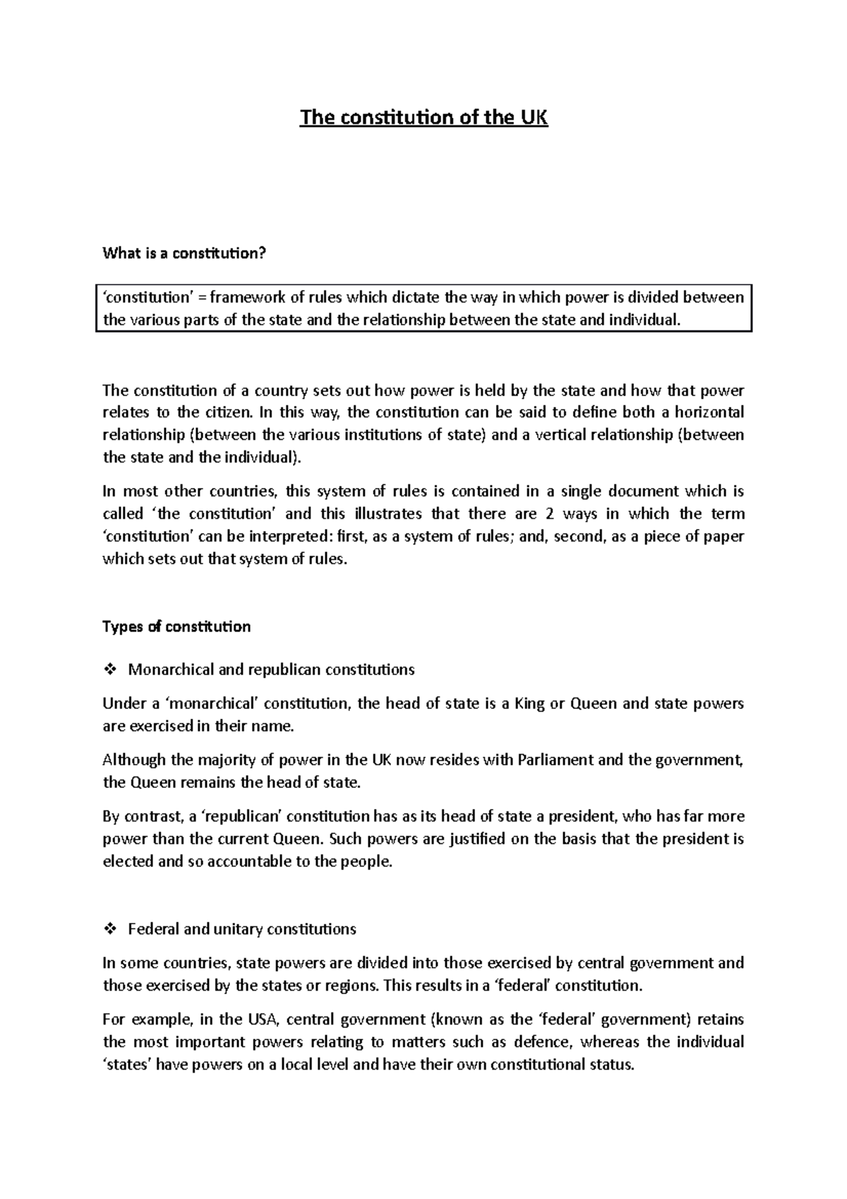 UK constitution - The constitution of the UK What is a constitution ...