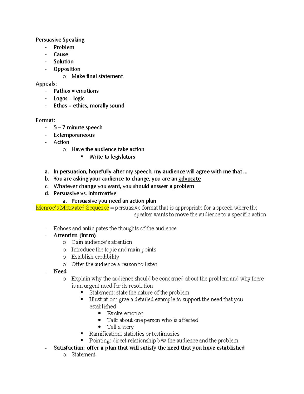 unit 2 test notes.docx - Persuasive Speaking - Problem - Cause ...