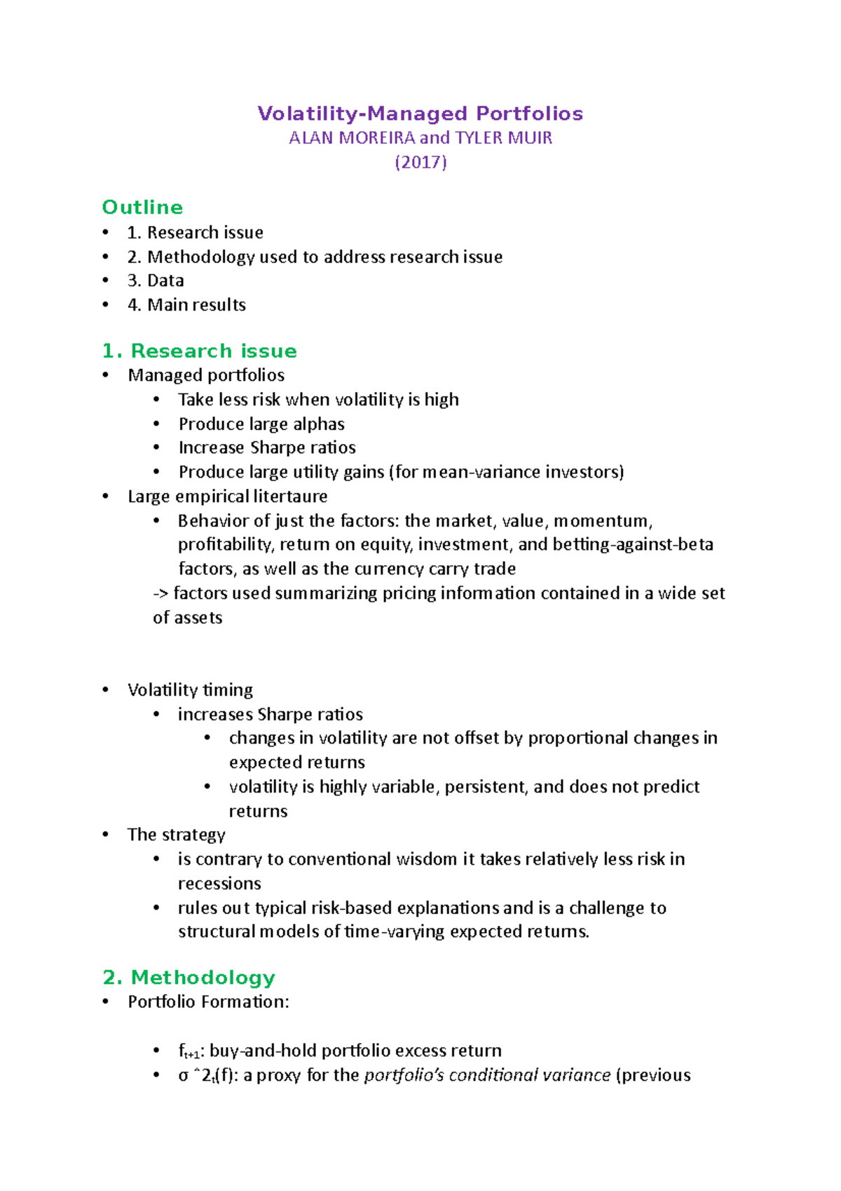 Volatility Managed Portfolios - Portfolios ALAN MOREIRA and TYLER MUIR ...