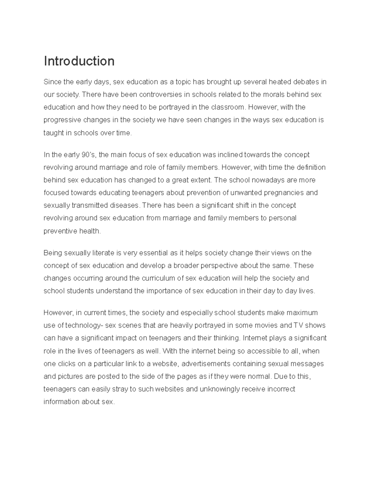 Sex Sex Introduction Since The Early Days Sex Education As A Topic