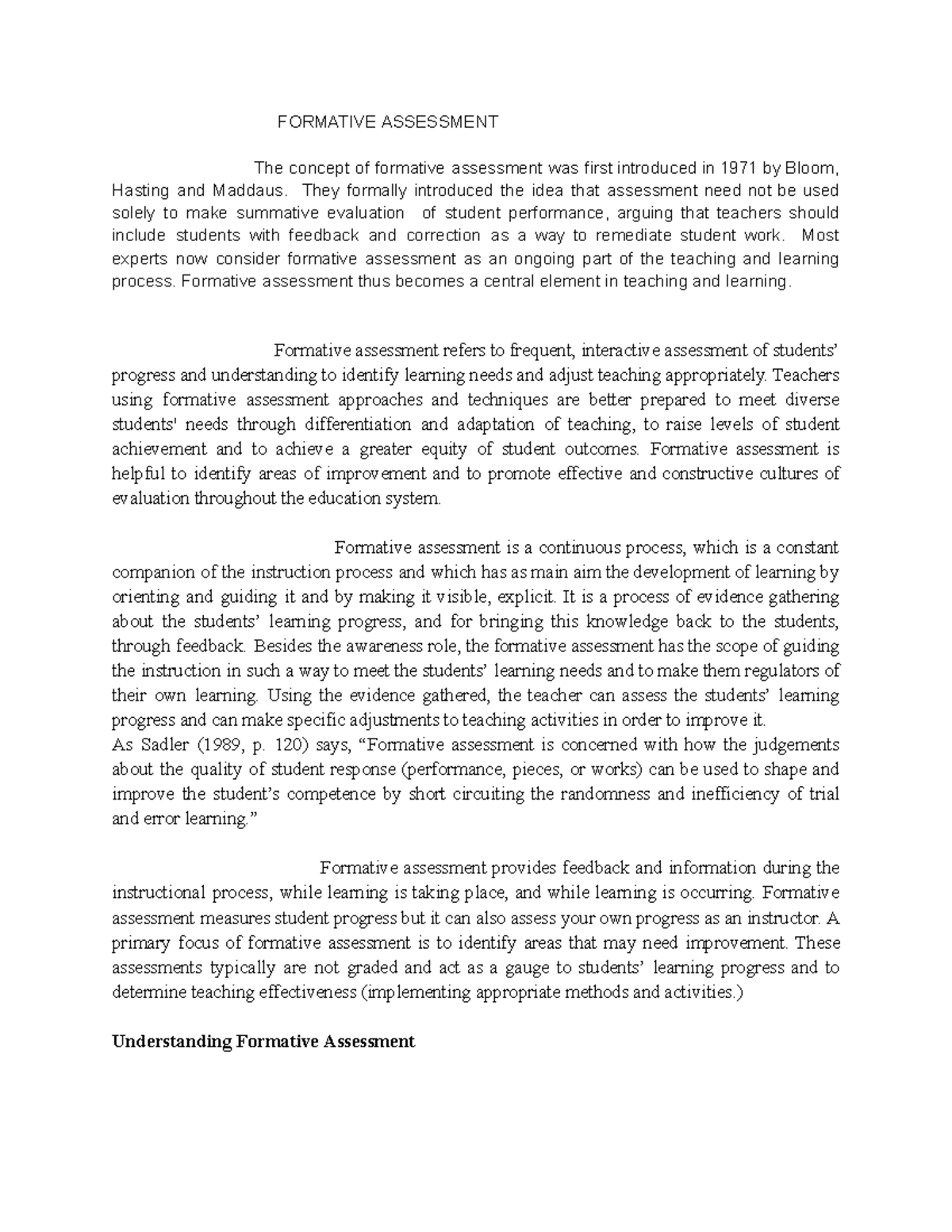 Formative Assessment - Lecture notes in easy language - FORMATIVE ...