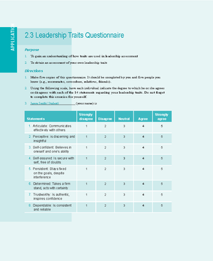 Chapter 4 Leadership Questionnaire - 4 Task and Relationship ...