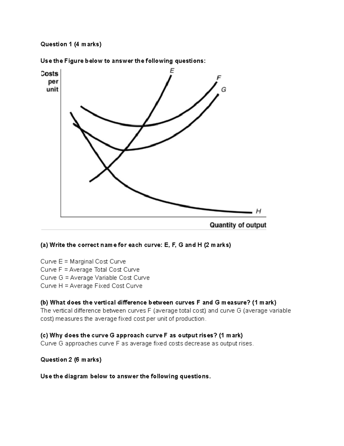 ECON100 Quiz 3 - Assessment 1 - Question 1 (4 marks) Use the Figure below to answer the ...