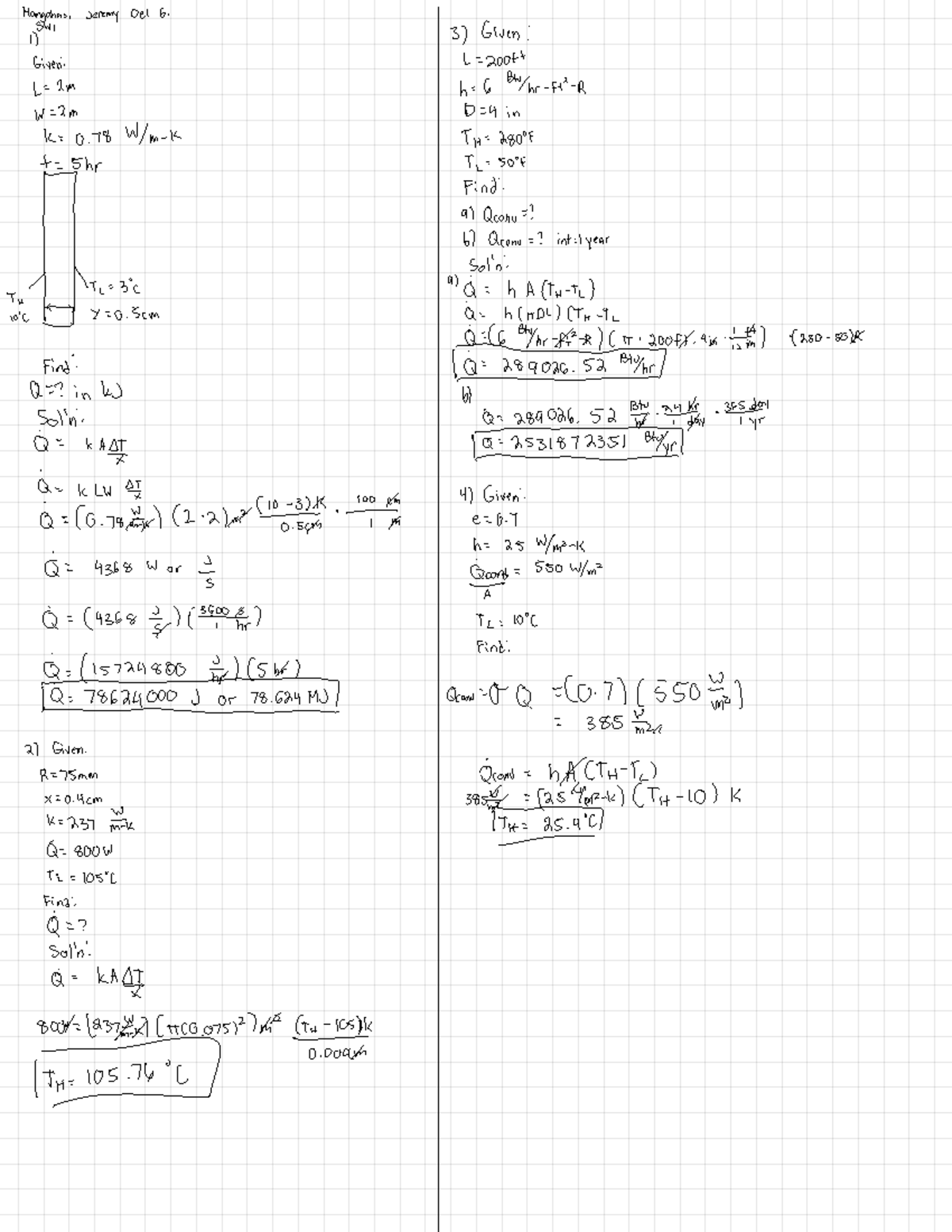 SW 1 Heat Transfer - Mangahay , Jeremy Oel 6. SWI 1 3) Given : Giveni L ...