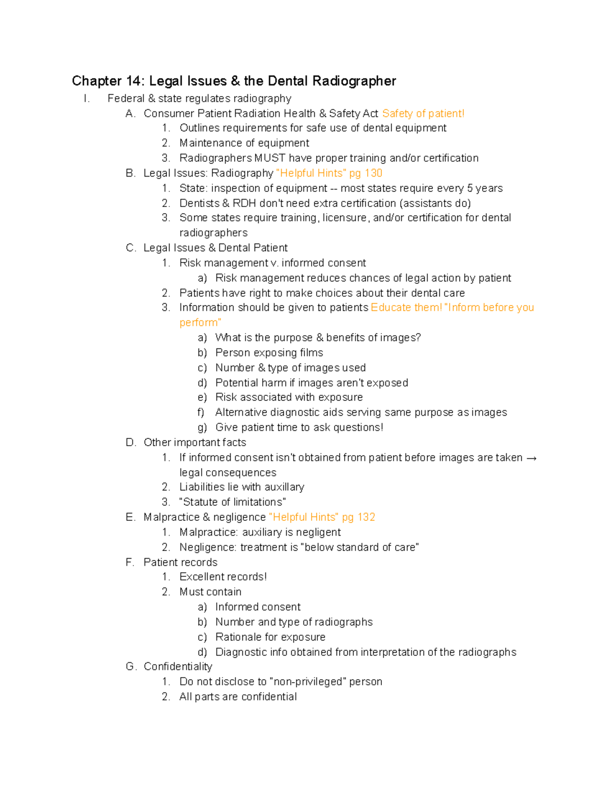 DH 219 - Dental Hygiene Radiology notes from textbooks, class ...