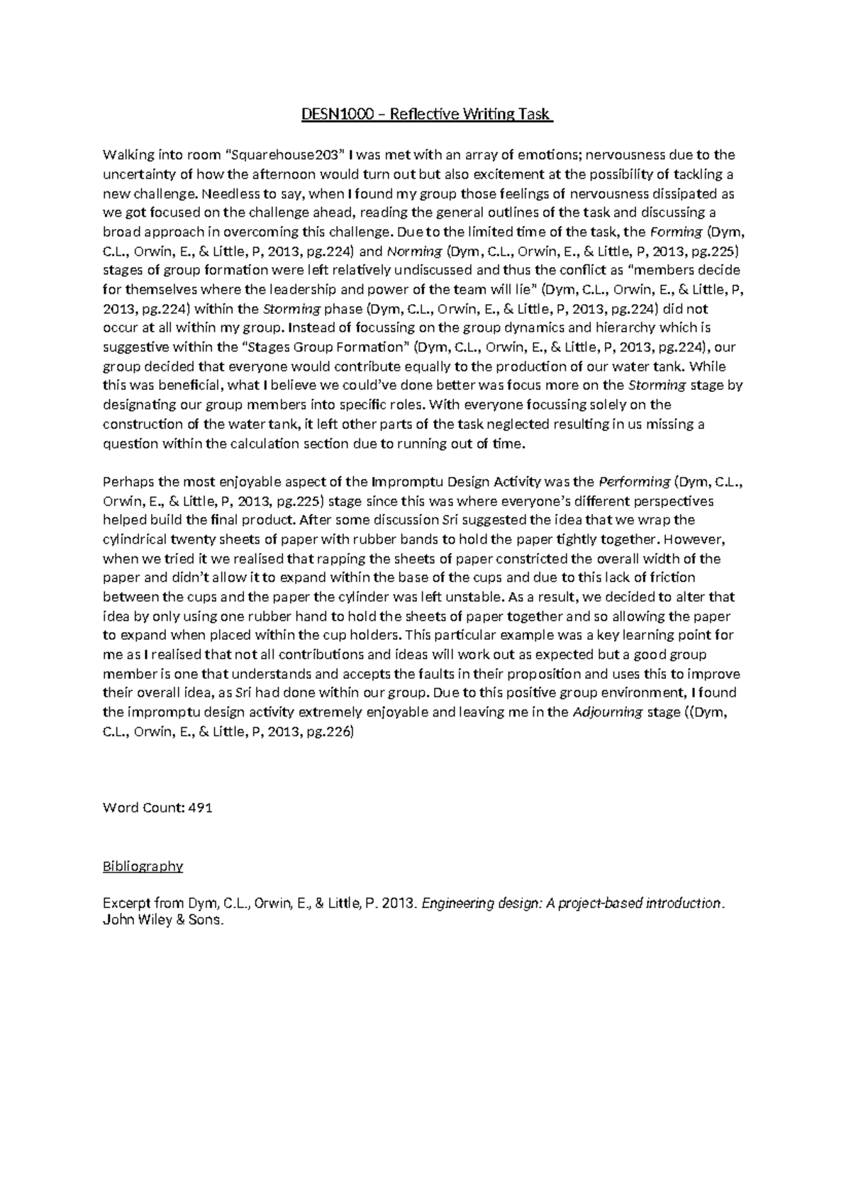 DESN1000 - Reflective Writing Task - DESN1000 – Reflective Writing Task ...