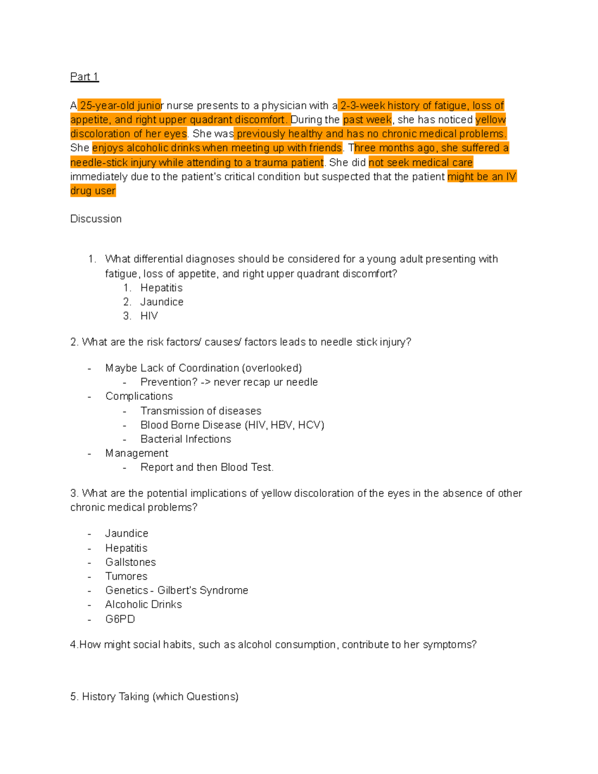 S3 AG1 PBL 6 - Hepatitis - case study - ####### Part 1 ####### A 25 ...