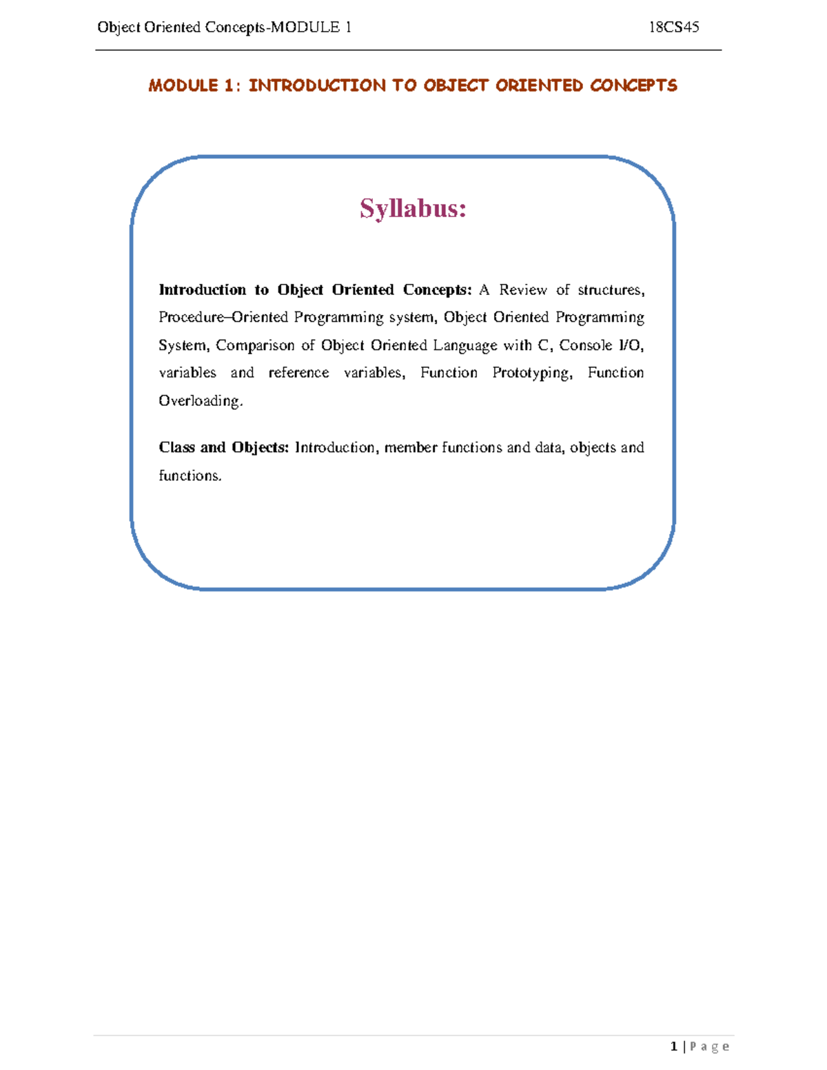 OOC - 18CS 45 Complete Notes - MODULE 1: INTRODUCTION TO OBJECT ...