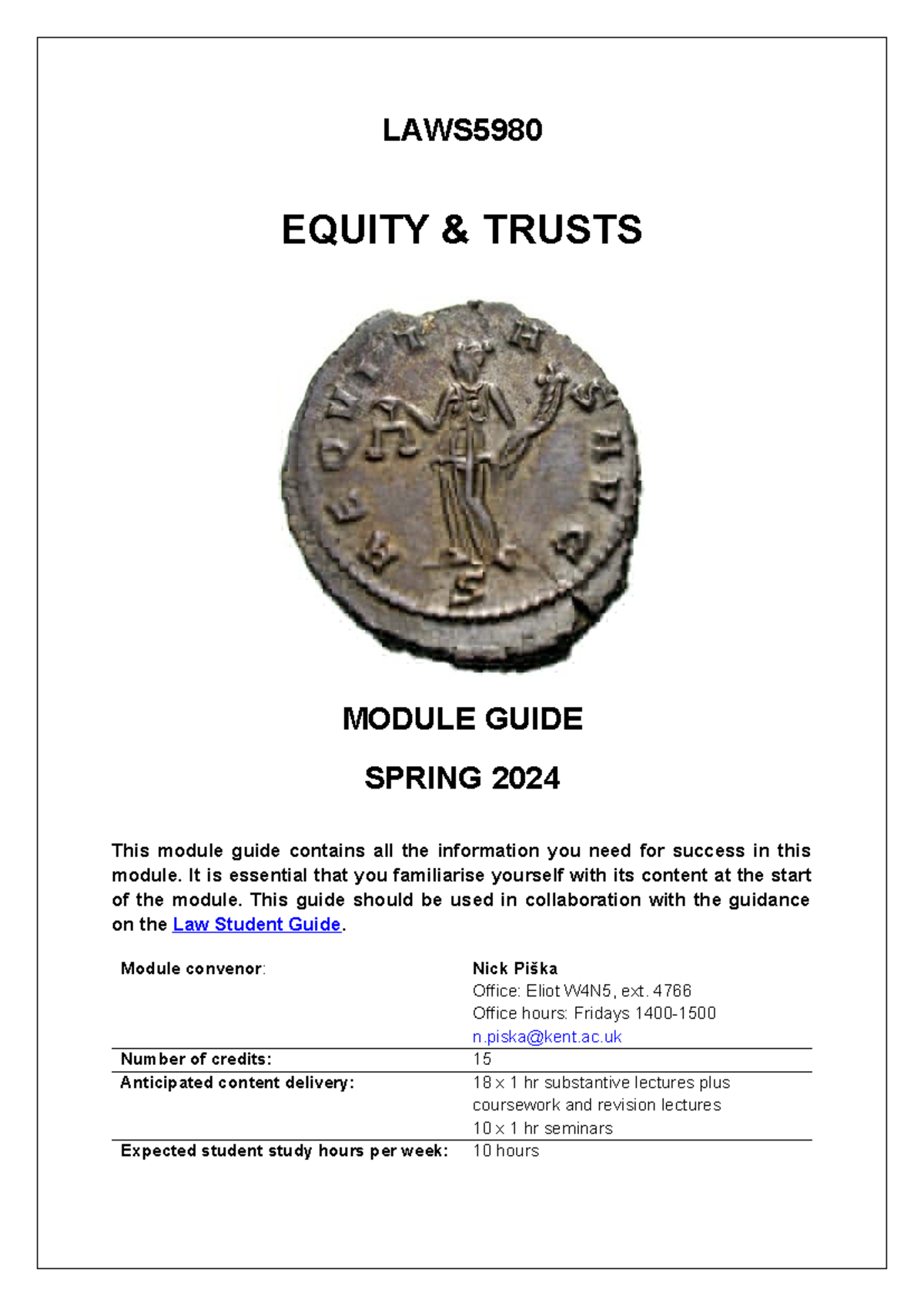 LAWS5980 Equity and Trusts - Module Guide 2024 - LAWS EQUITY & TRUSTS ...