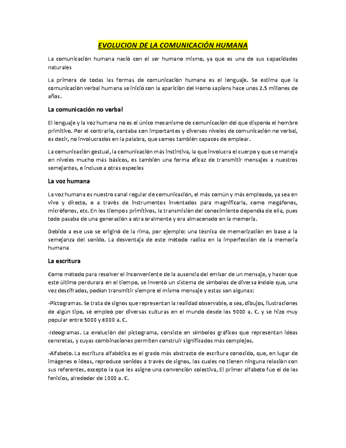 Evolucion DE LA Comunicación Humana - EVOLUCION DE LA COMUNICACI”N HUMANA La comunicaciÛn humana ...