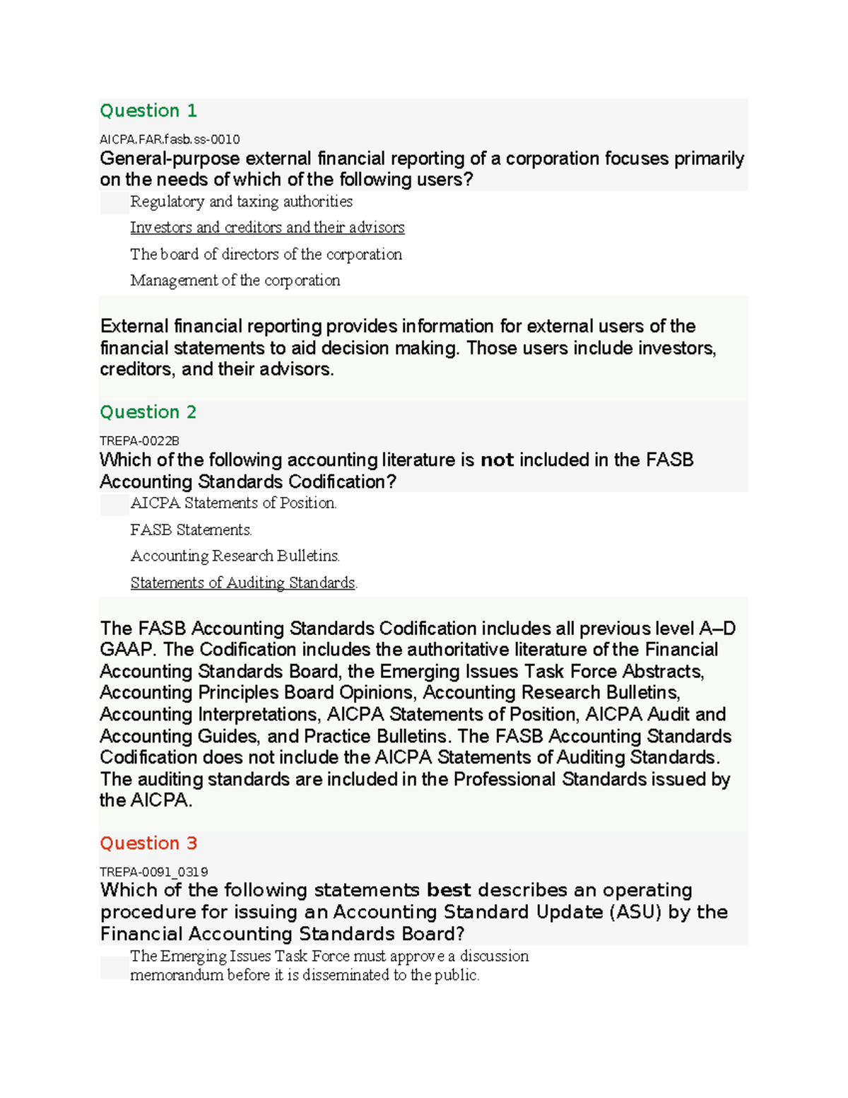 CPA Practice Test 1 - Question 1 AICPA.FAR.fasb- General-purpose ...