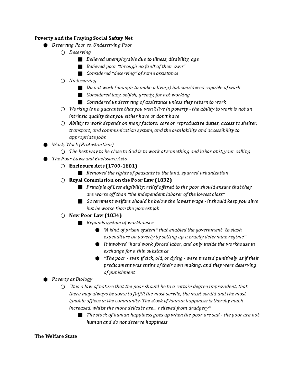 Module 2 - Notes - Poverty and the Fraying Social Saftey Net Deserving ...