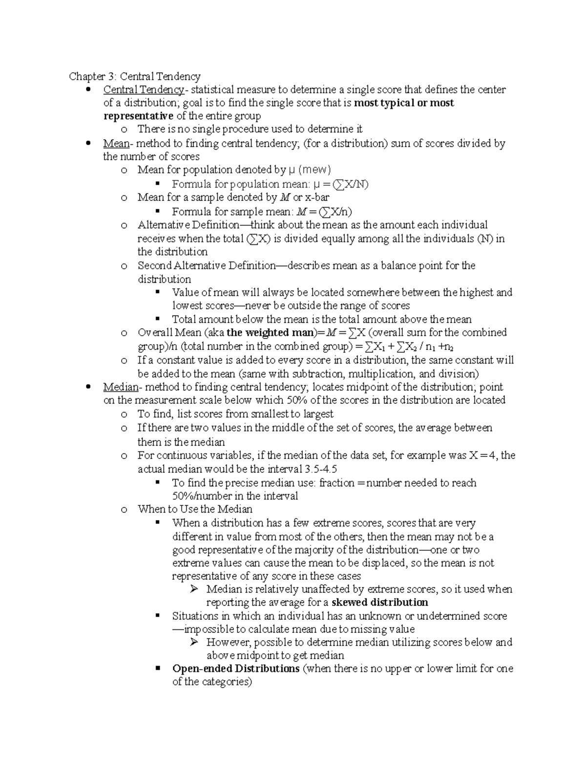 Chapter 3-Central Tendency - Chapter 3: Central Tendency Central ...