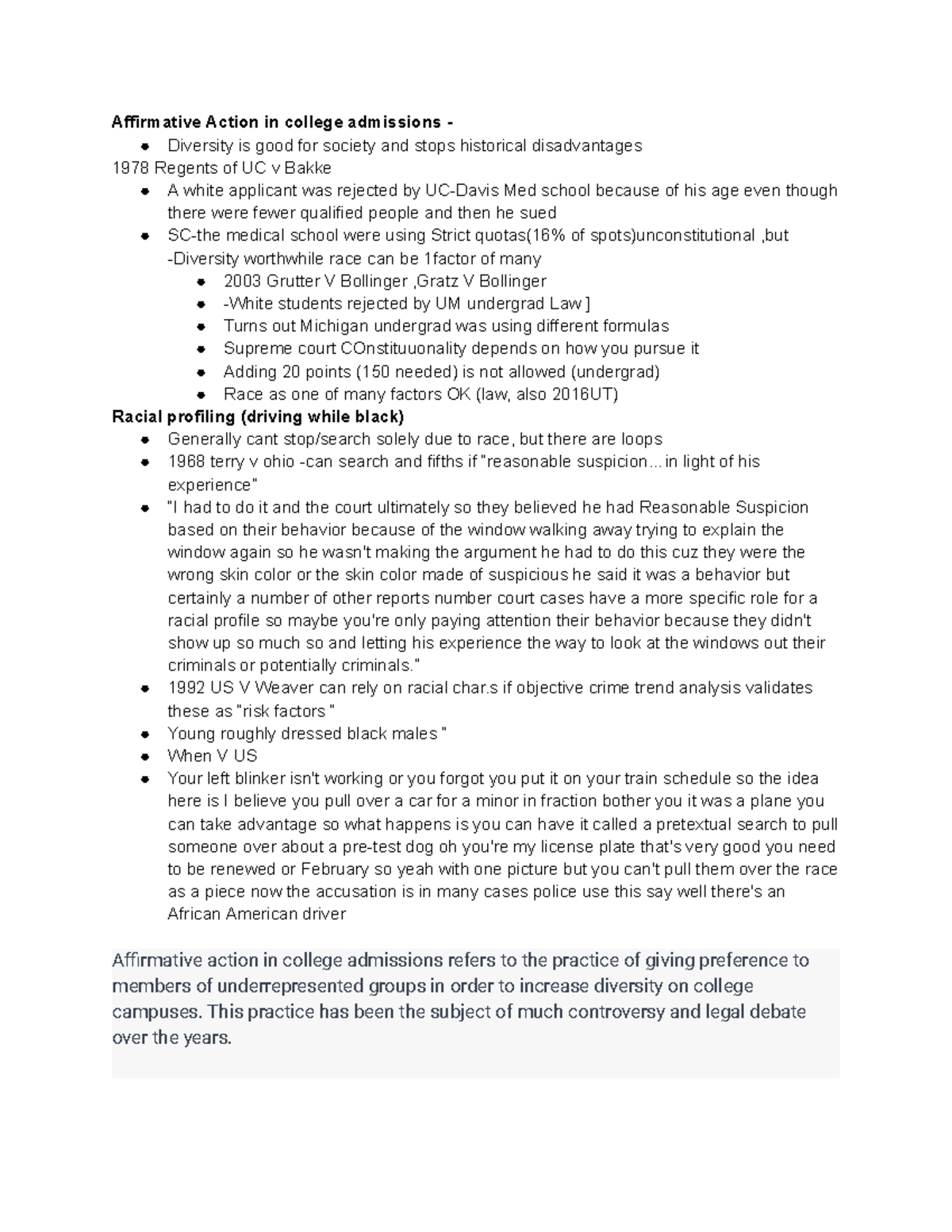 Racial Equality - Dr.B lecture notes with terms,Definitions ,and ...