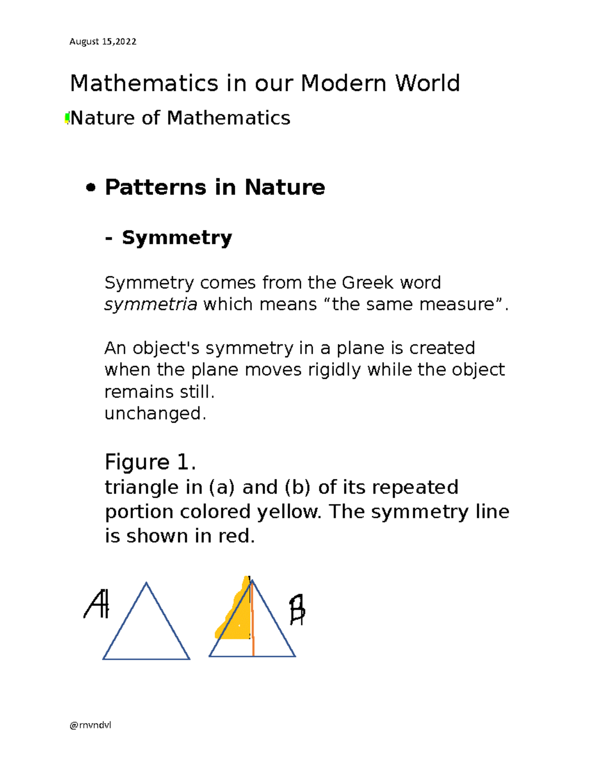 Mathematics In Our Modern World Symmetry Mathematics In Our Modern World Nature Of