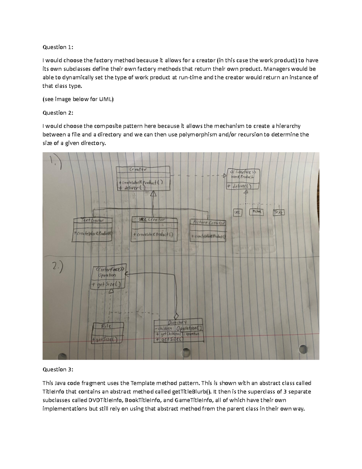 Lab 6 - Lab 6 practical - Question 1: I would choose the factory method ...