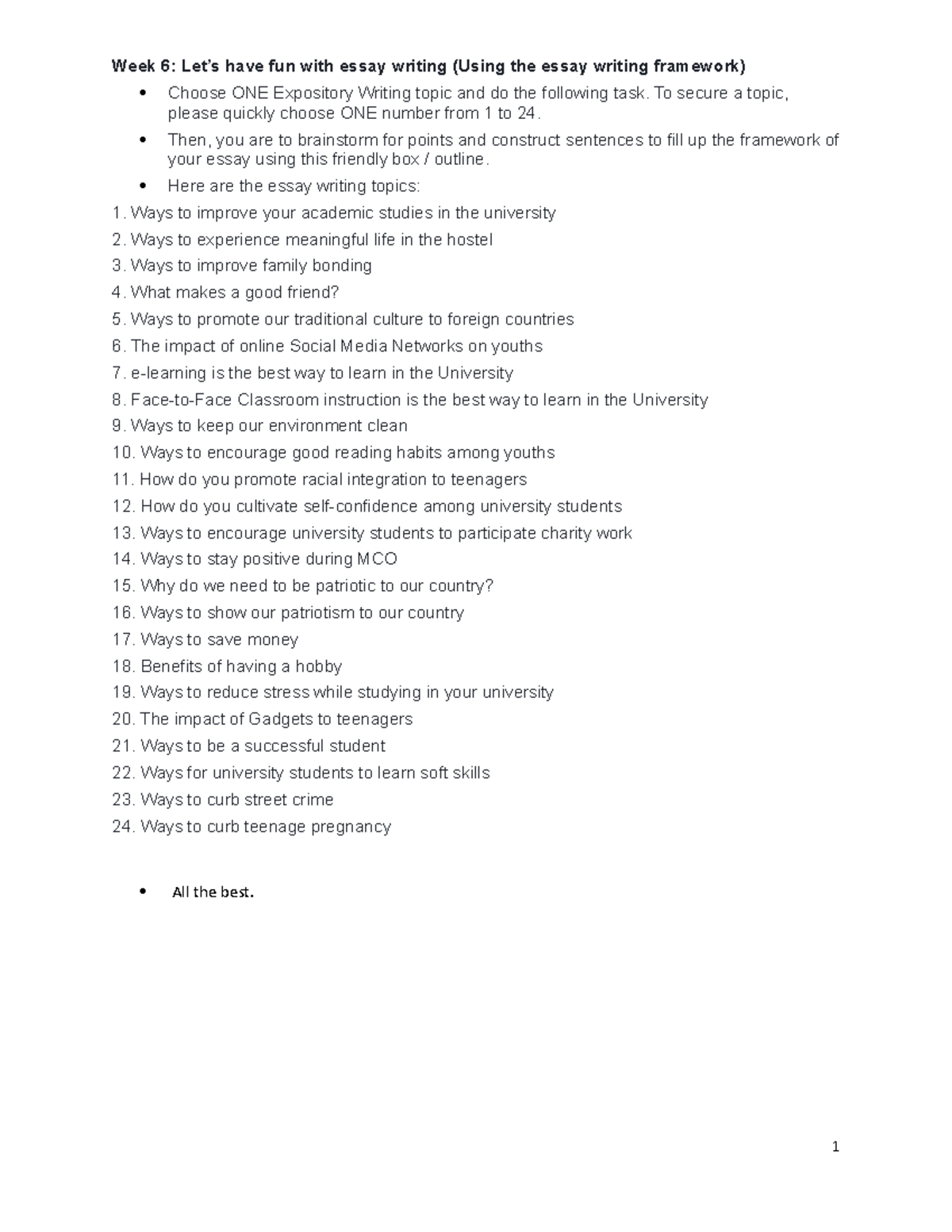 Graphic Essay Organizer - Week 6: Let’s have fun with essay writing ...