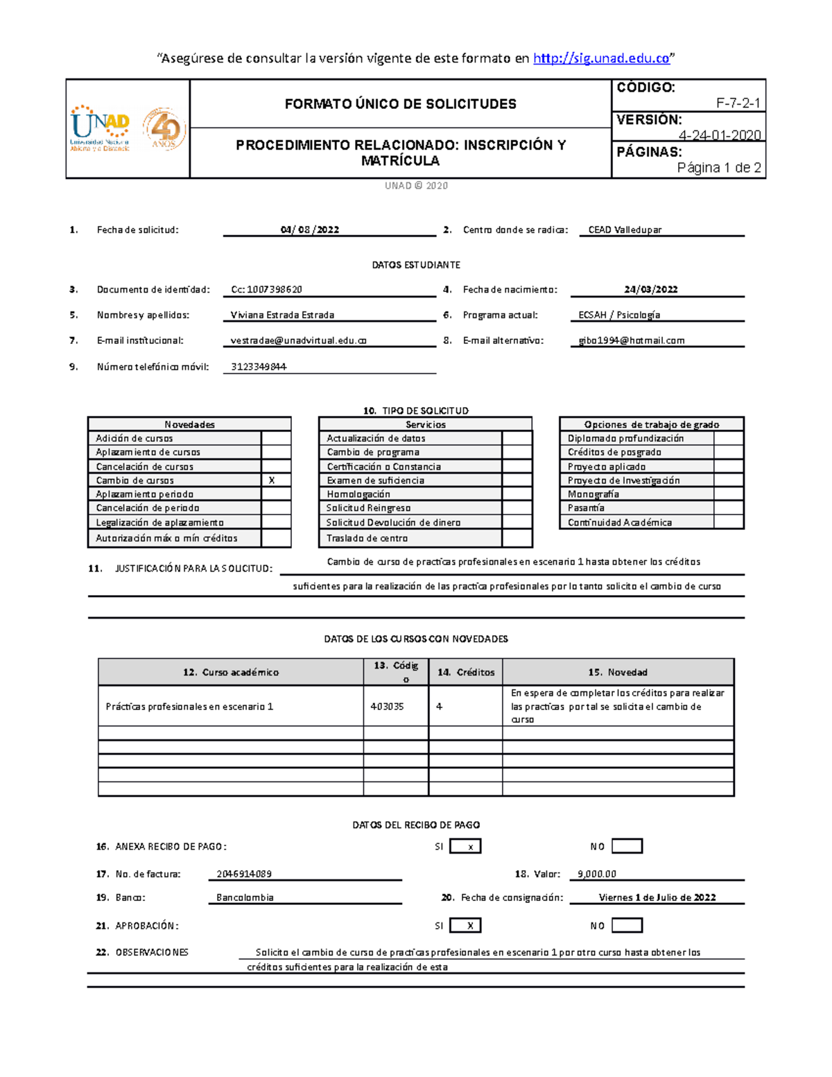 Formato FUS EN Blanco - FUS EN BLACO PARA LLENAR LOS DATOS - de ...