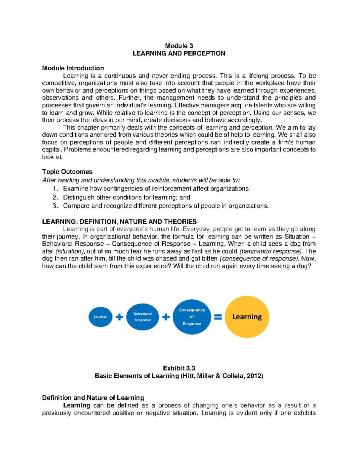 Chapter 3 Learning and Perception - Module 3 LEARNING AND PERCEPTION ...