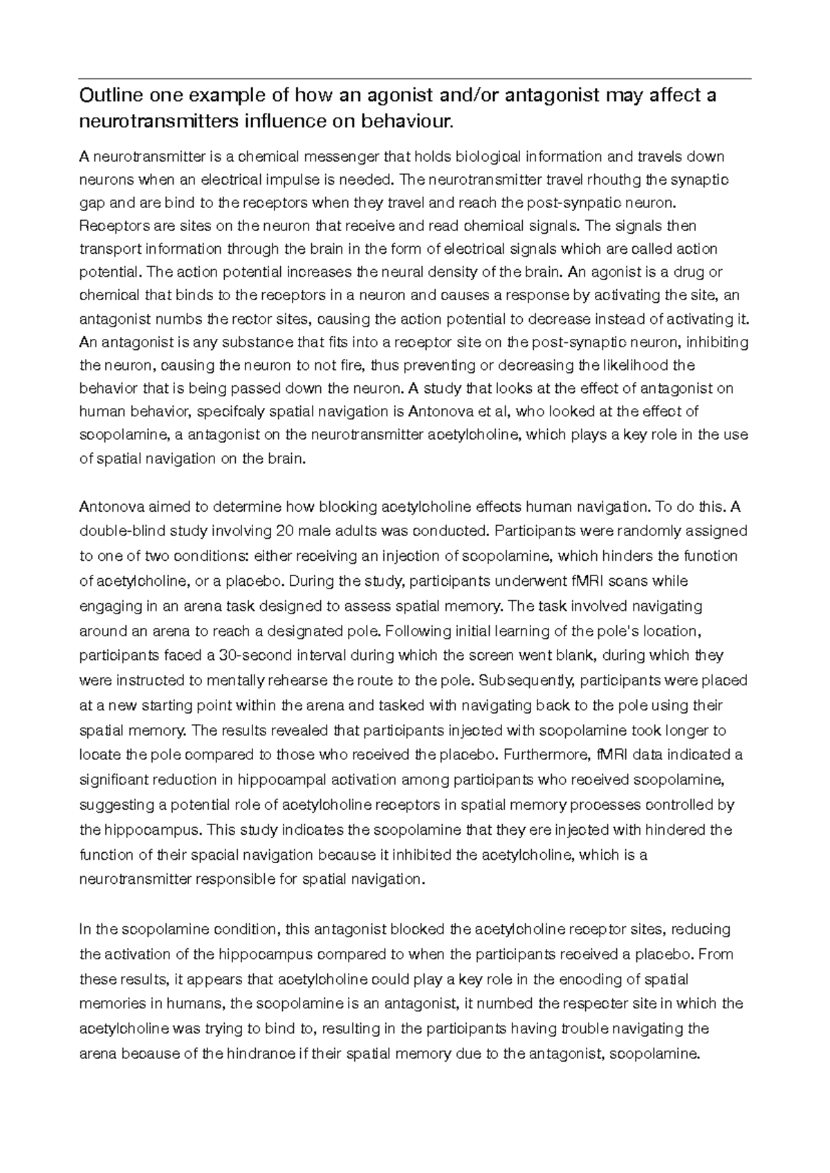 Outline one example of how an agonist and:or antagonist may affect a ...